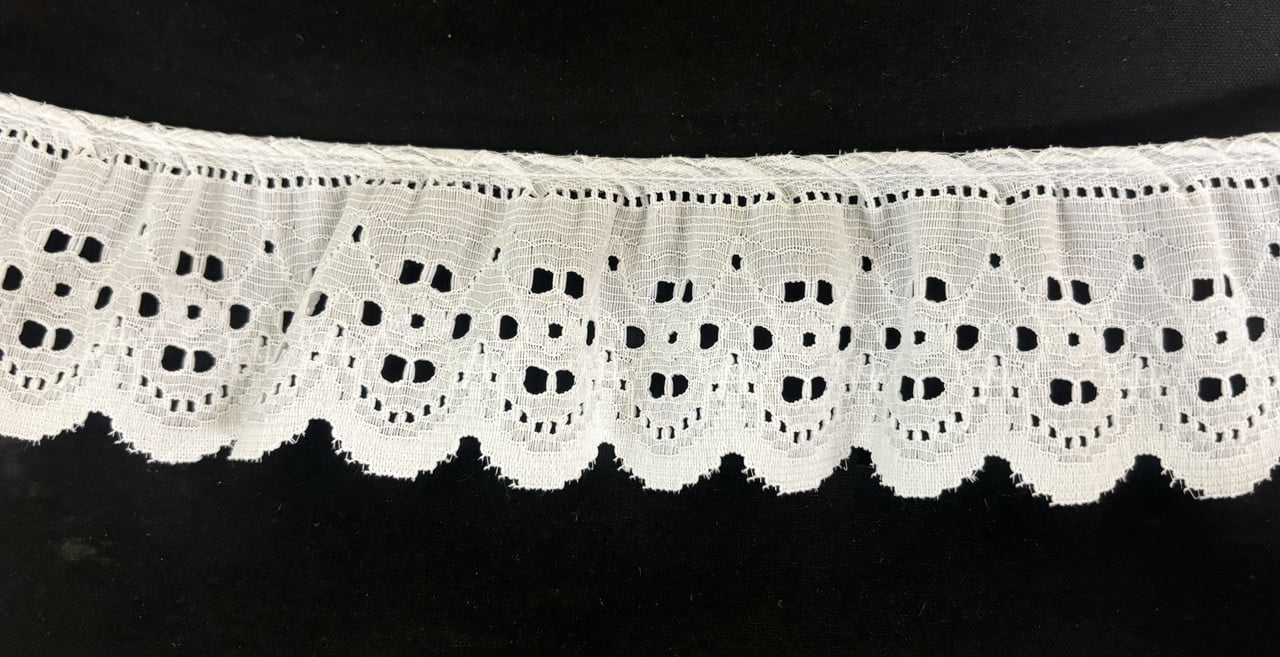 2" Ruffled Gathered Embroidery Eyelet Trimming - 8 Yards! (White ...