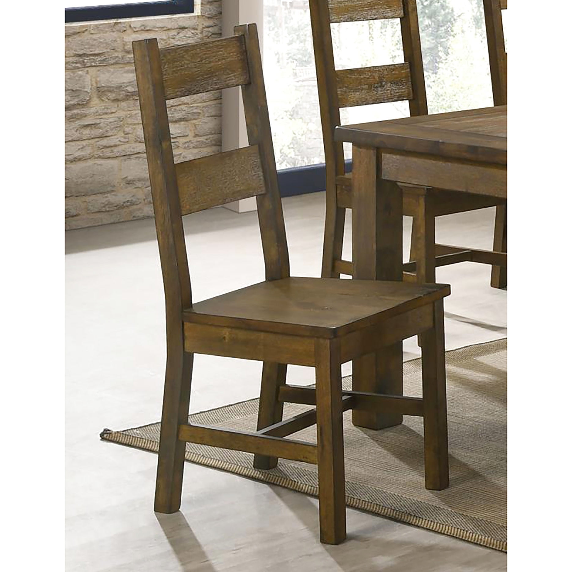2 Rustic Golden Brown Side Chairs for Dining Space | Straight Profile ...