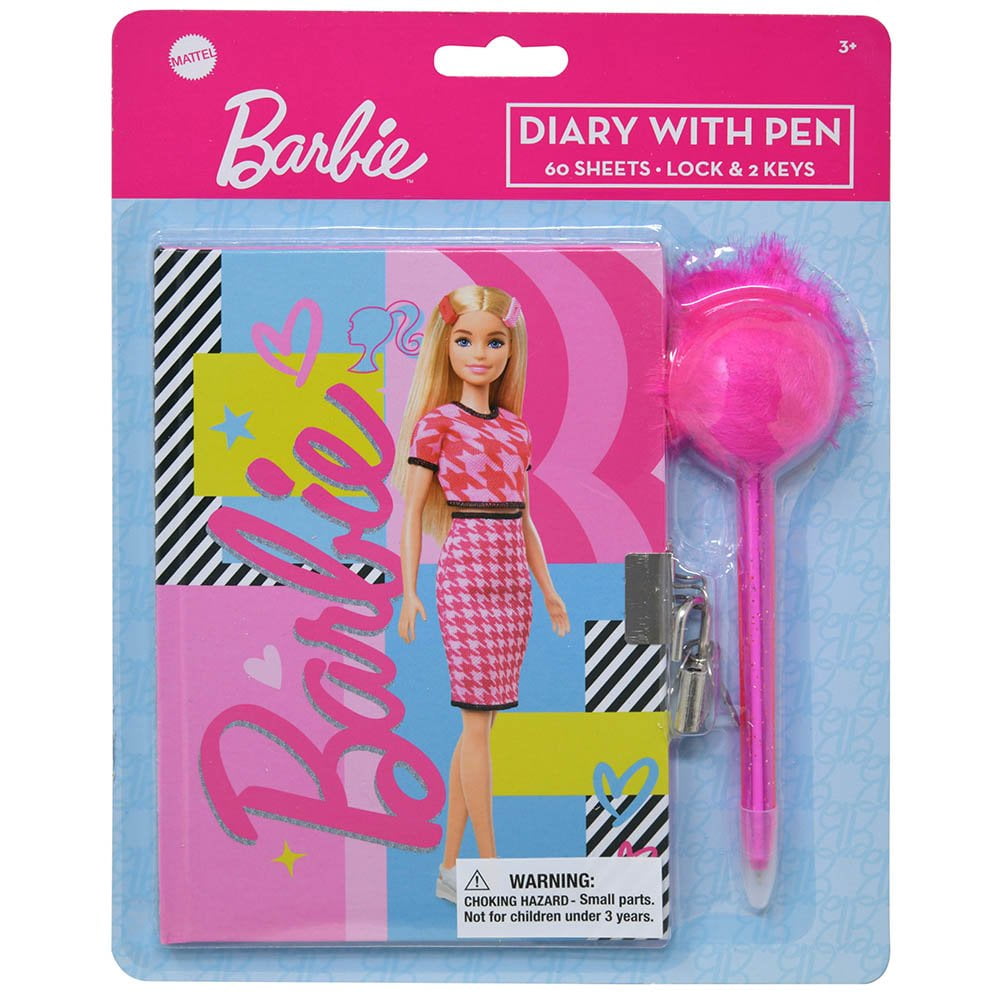 2 SET Barbie Diary with Pom Pen on Card - Walmart.com