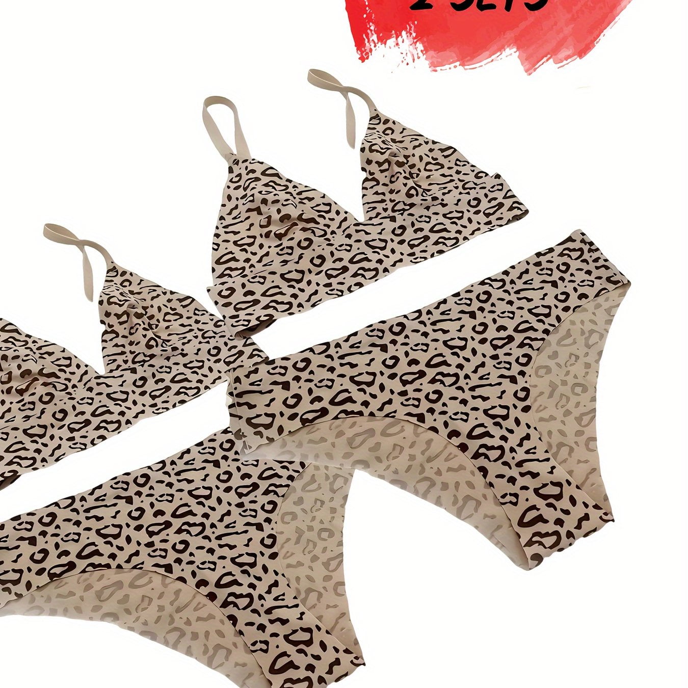 2 SETS Leopard Print Spaghetti Strap Lingerie Set - Includes Bra ...