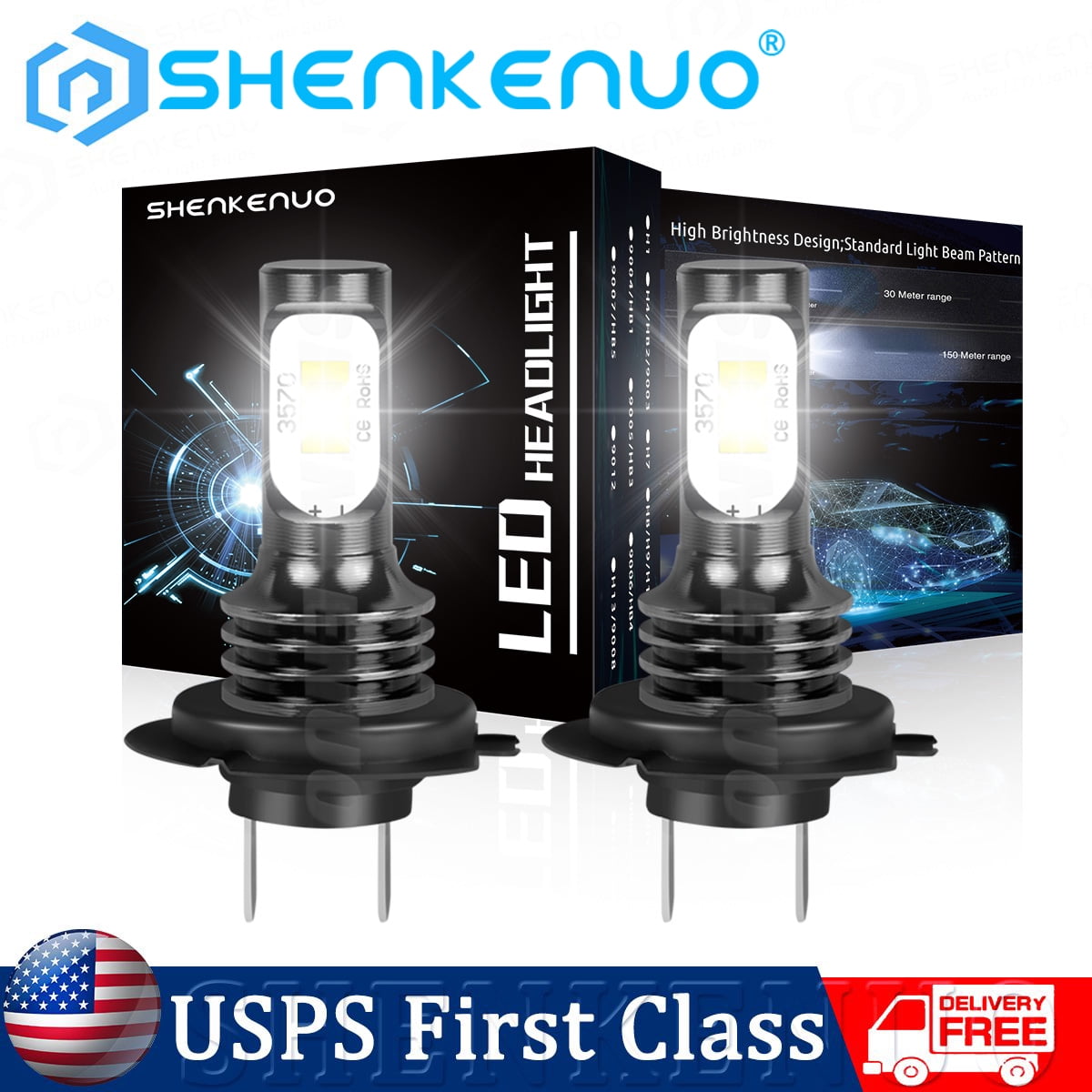 2-SIDE H7 LED Headlight Kit Bulbs Fit Mercedes ML350 E350 GL450 High ...
