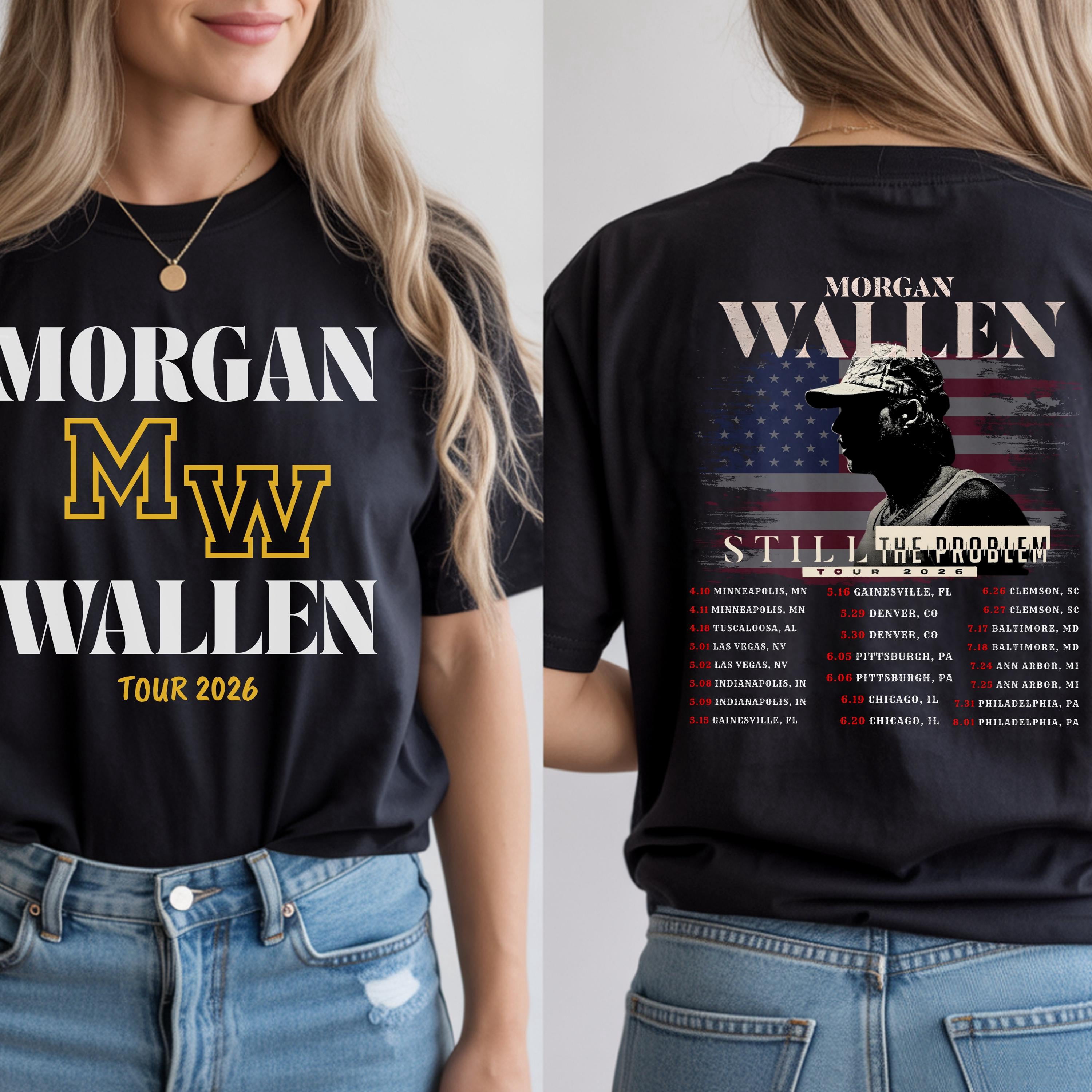 2 SIDES Morgan W@llen Tour 2026 T-Shirt, Country Concert Tee - Walmart.com