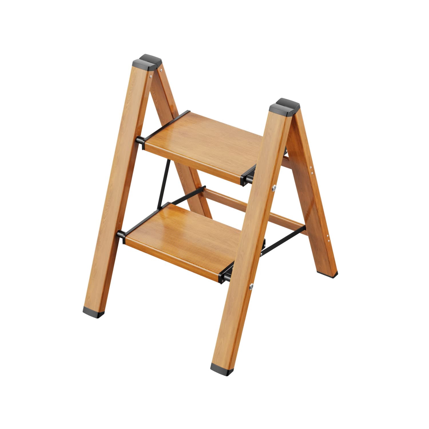 2 STEP Woodgrain Aluminum Folding Step Ladder - Walmart.com