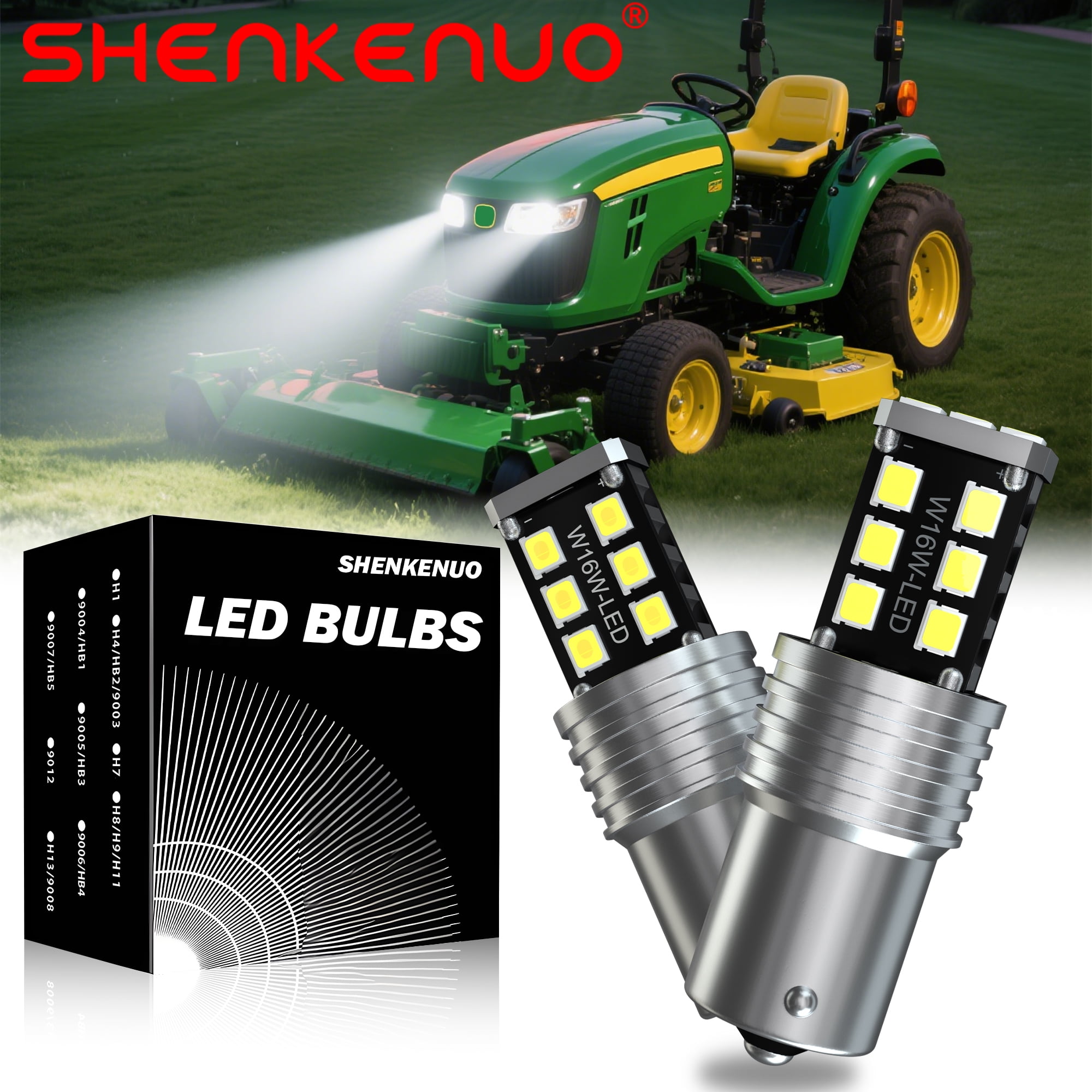 2 SUPER Bright LED Headlight Bulbs For Deere Tractor Mower E120, E130 ...