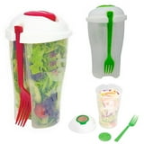 2 Salad Cup Container Serving Shaker Dressing Storage Fork Fruit Food ...