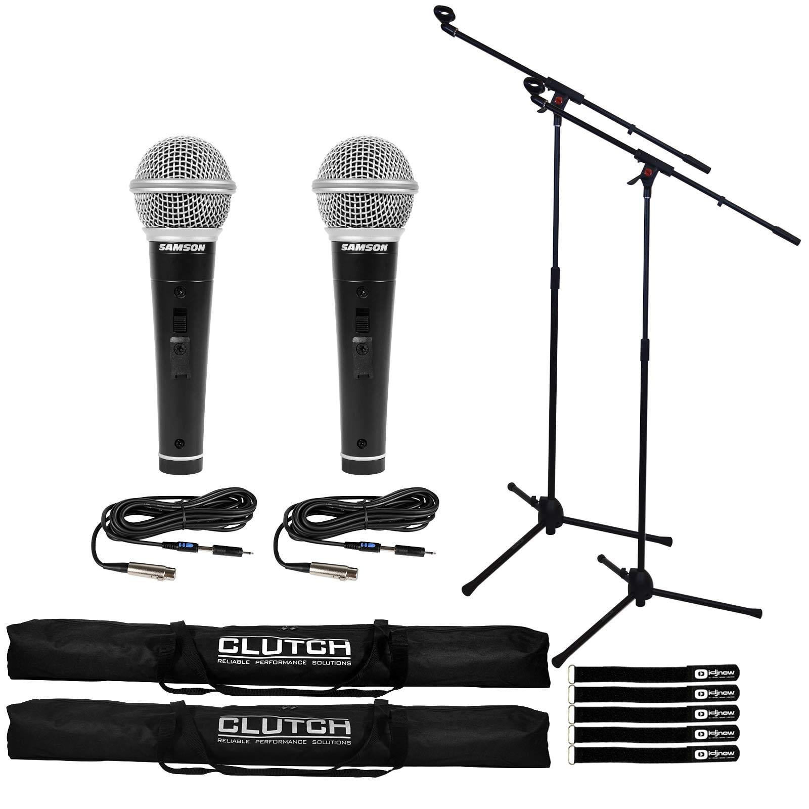 (2) Samson M10 Handheld Dynamic Vocal Microphones with Microphone Boom ...