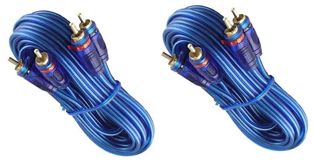 2 Samurai Audio 20 Ft 2 Ch Blue Twisted Car Amp RCA Jack Cable ...