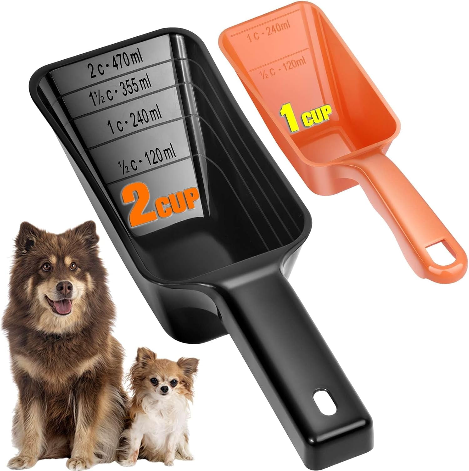 2- Scoop Set,1 Cup and 2 Cup Measuring Scoops with Clear Measurement ...