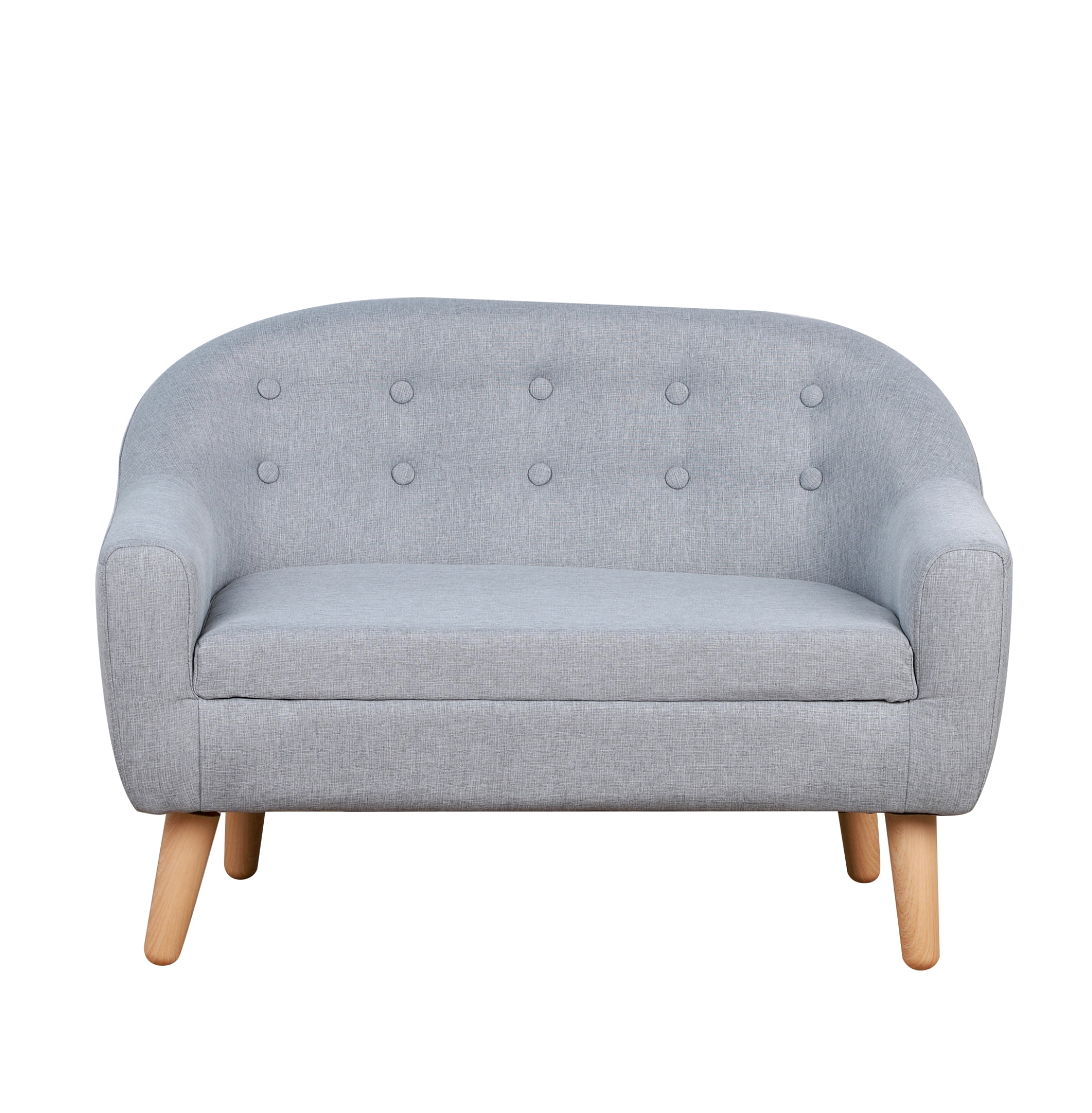 2-Seat Kids Sofa Linen Fabric and Wooden Frame Sofa for Kids and ...