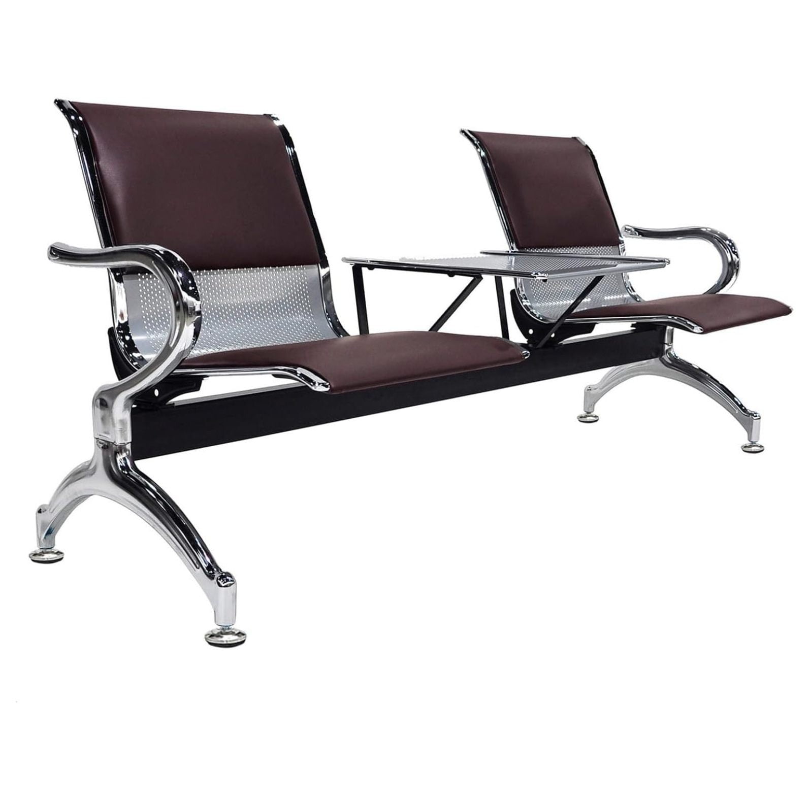 2 Seat Waiting Room Chairs, PU Leather Waiting Room Bench with Table ...