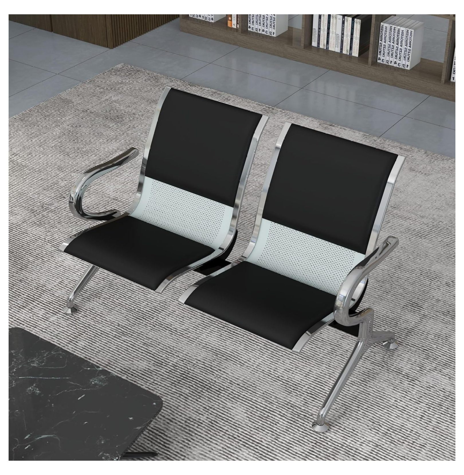 2-Seat Waiting Room Reception Chair with Arms Office Guest Chairs ...