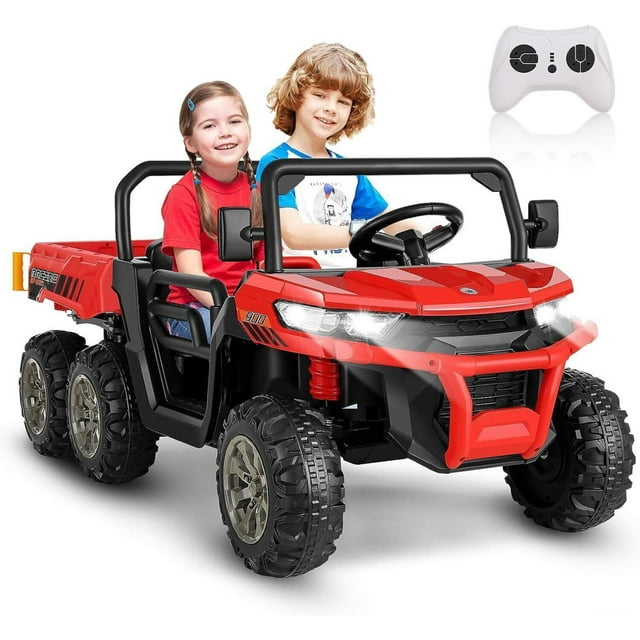 2 Seater 24V Electric Ride-On Tractor with Dump Bed and 4WD - Walmart.com