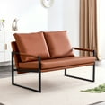 2 Seater Double Sofa Chair with 2 Pillows,PU Leather Accent Chair ...