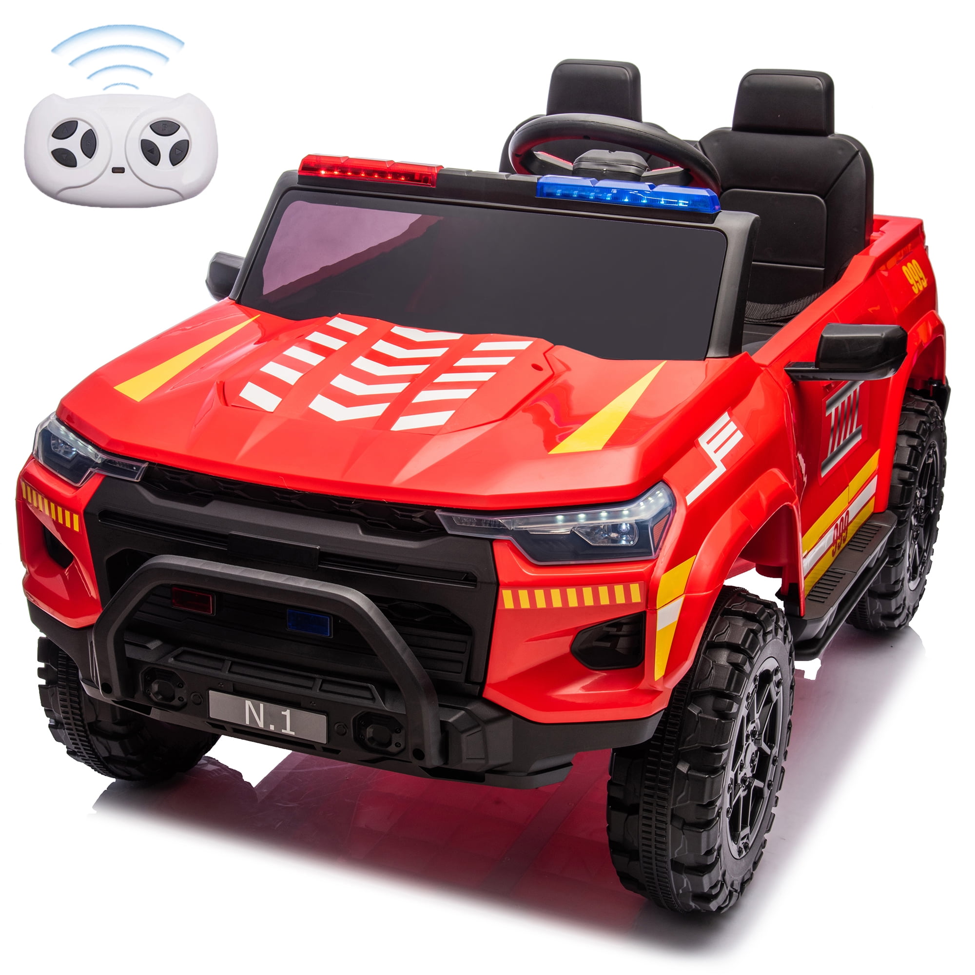 24V Ride on Toys Car w/ Remote, 2-Seater Electric Powered Fire Tuck ...