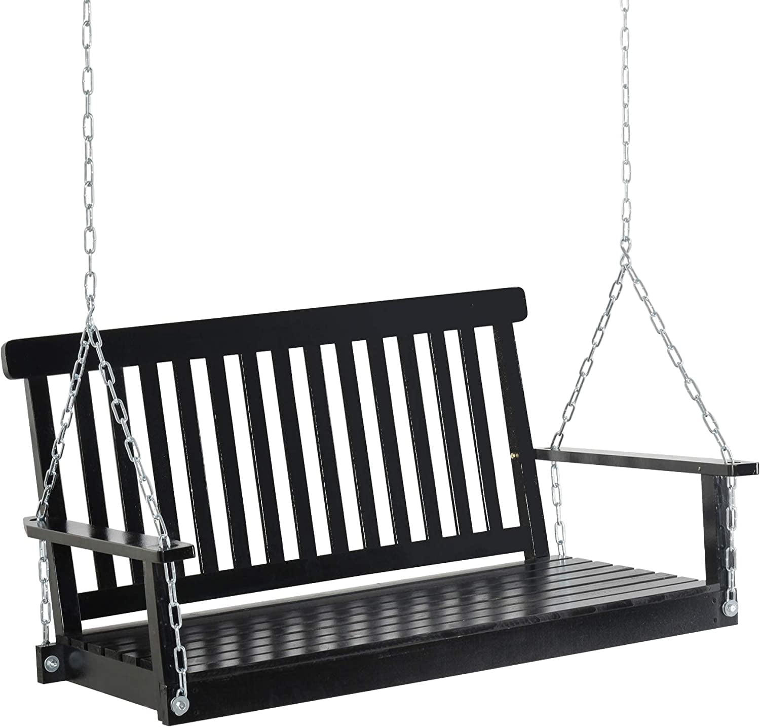 2-Seater Hanging Porch Swing Outdoor Patio Swing Chair Seat with ...