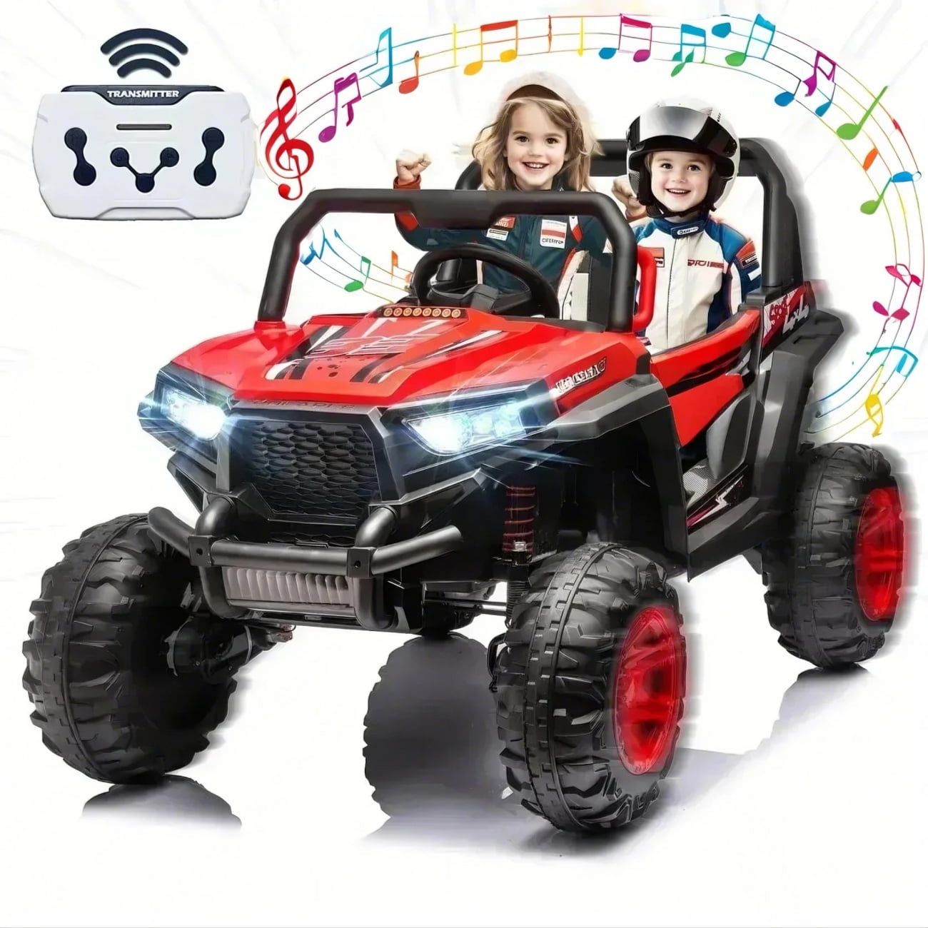 2 Seater Kids Ride on Car w/Remote Control, 4 Wheel Drive Electric ...