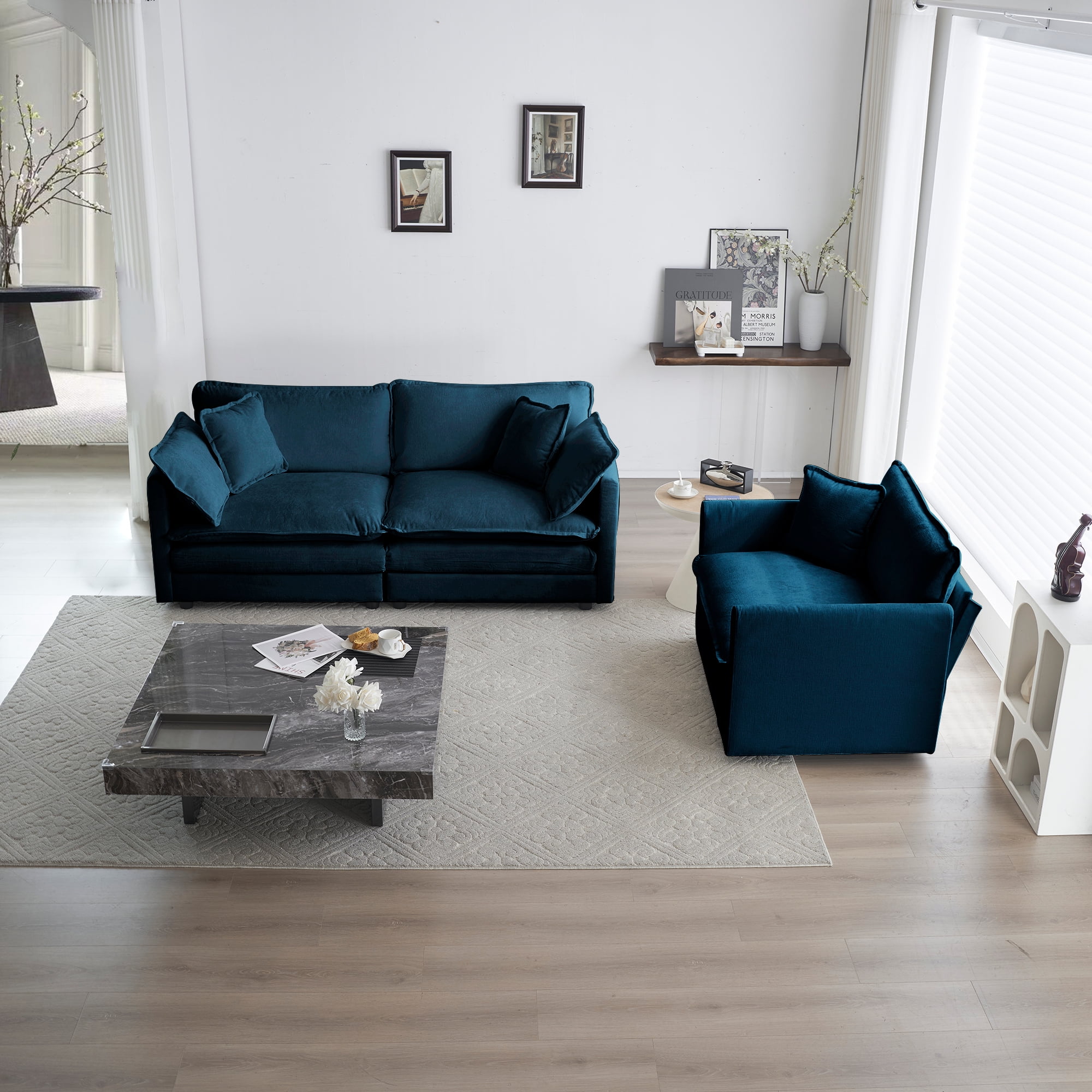 2 Seater Loveseat and Chair Set, 2 Piece Sofa & Chair Set, Loveseat and ...