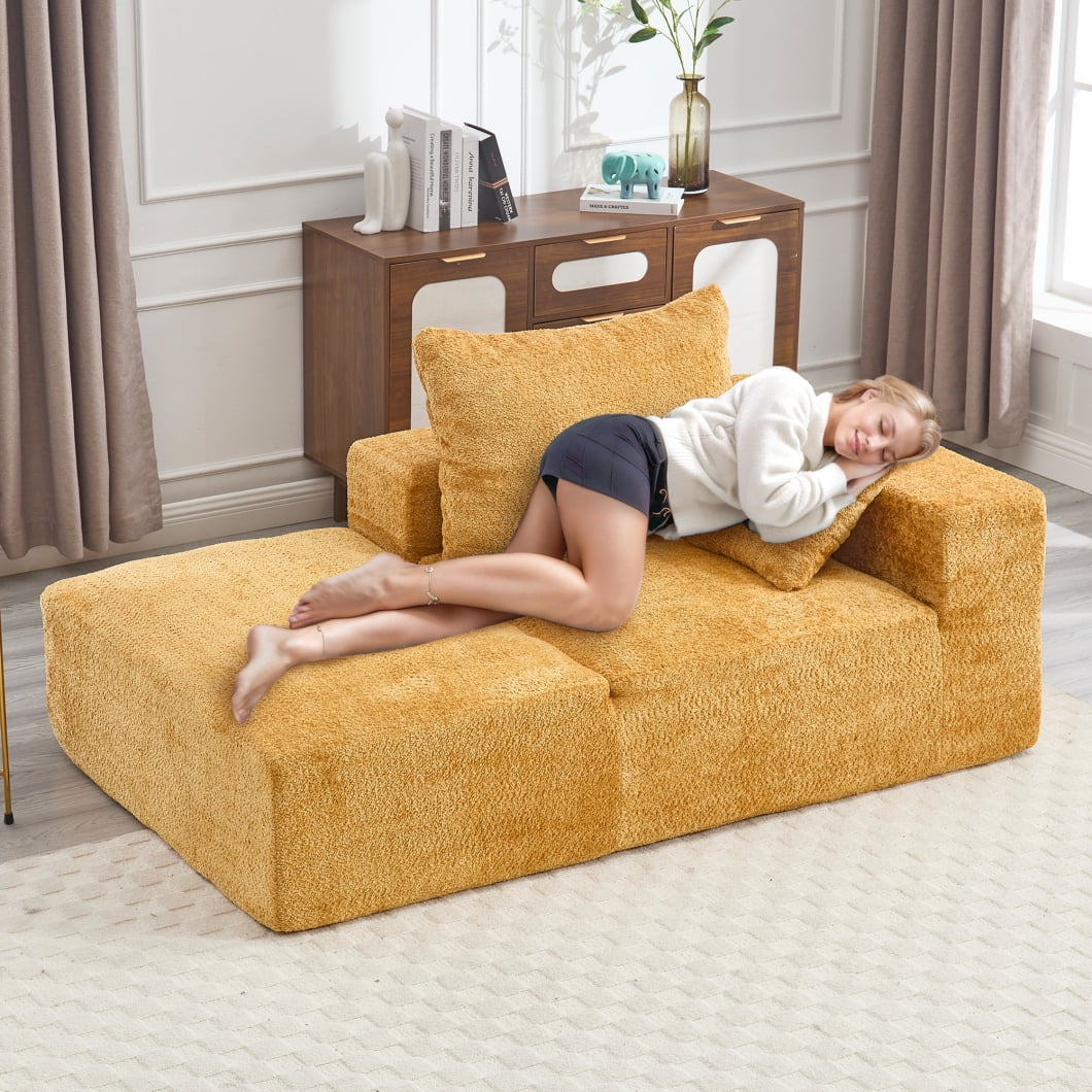 2 Seater Modular Sofa Couch, Soft Chenille Cloud Chaise Lounge Sofa ...