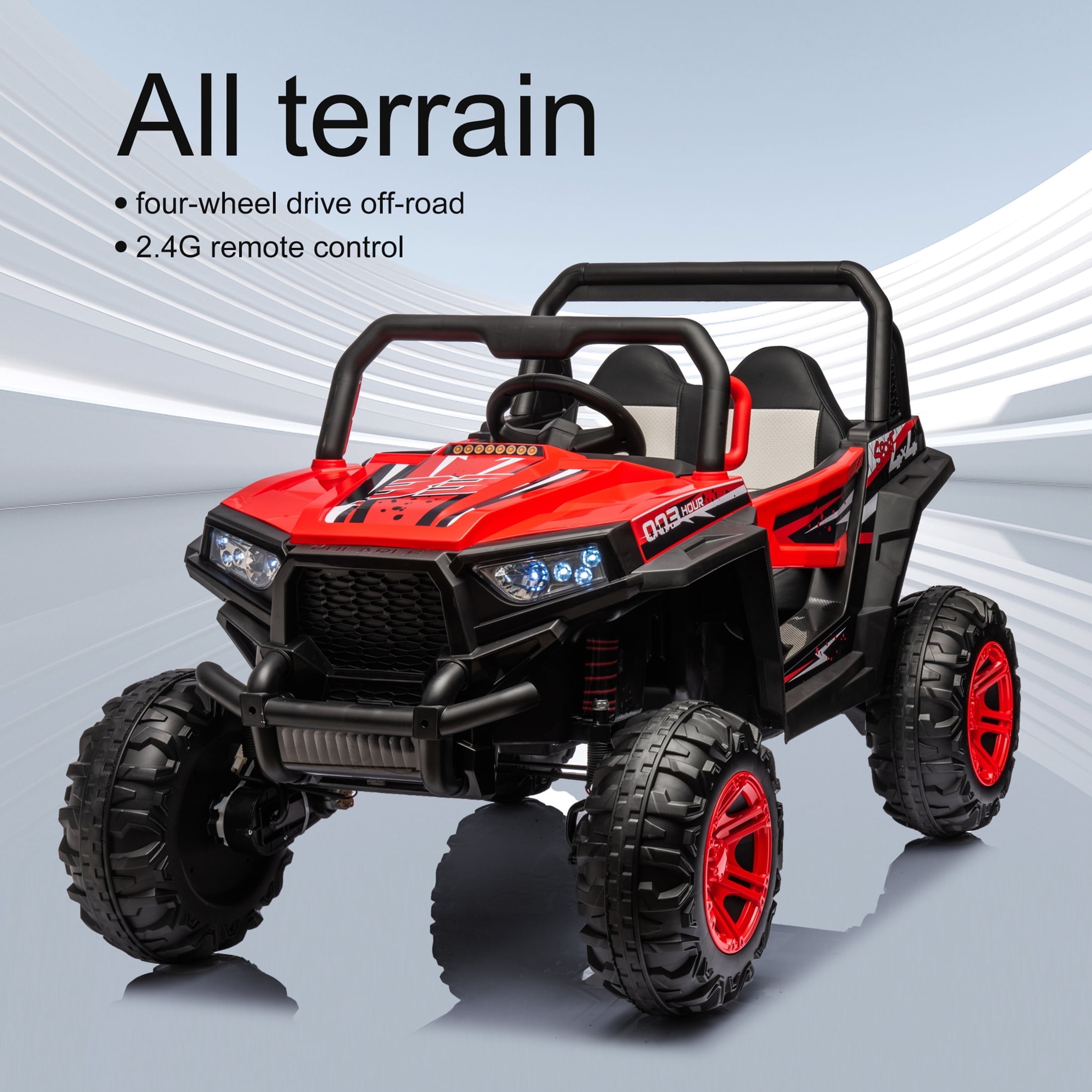 2 Seater Ride on Car for Kids, 4 Wheel Drive Truck with Leather Seat ...