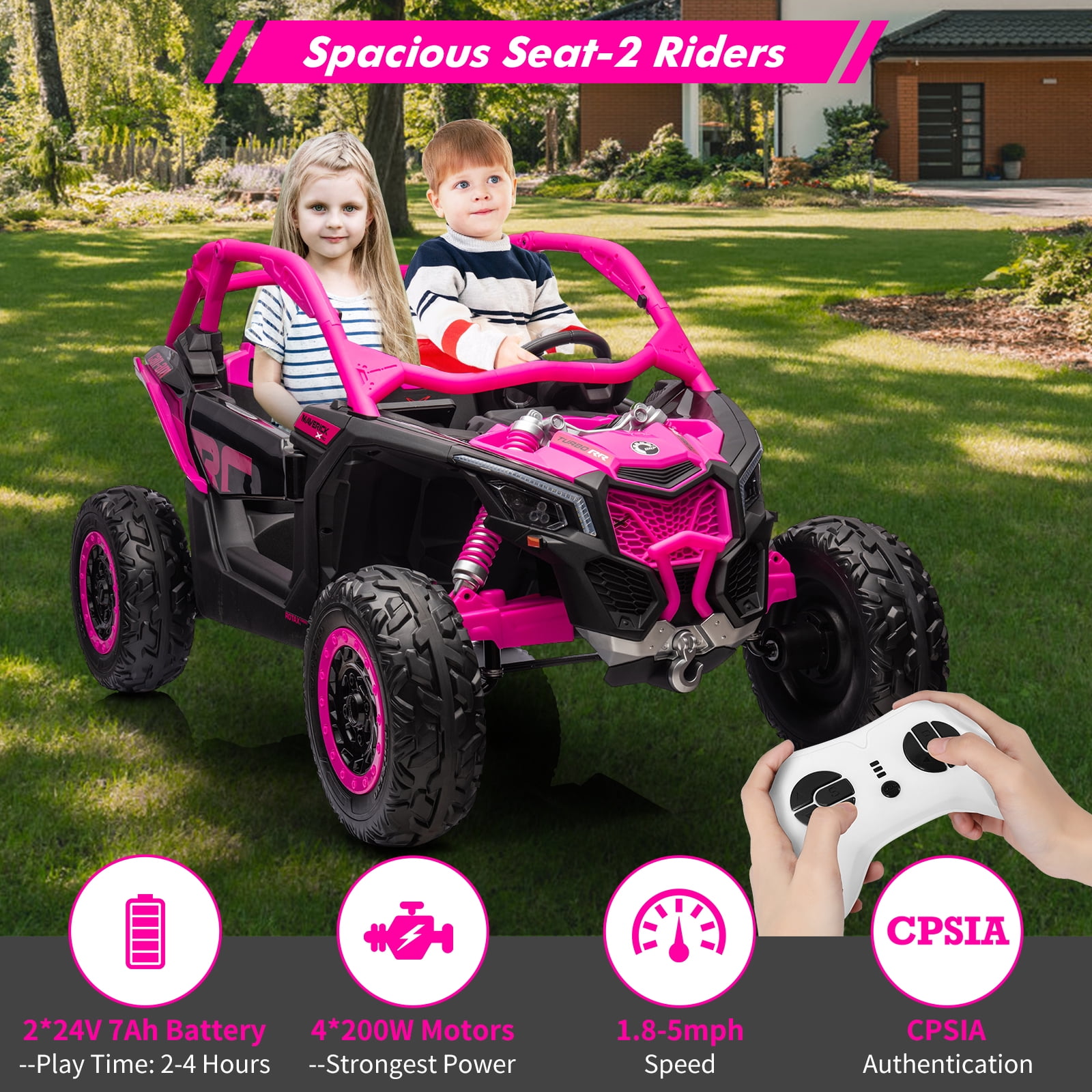 2 Seater Ride on UTV Car, Licensed Can-Am Electric Off-Road Car, 4WD ...