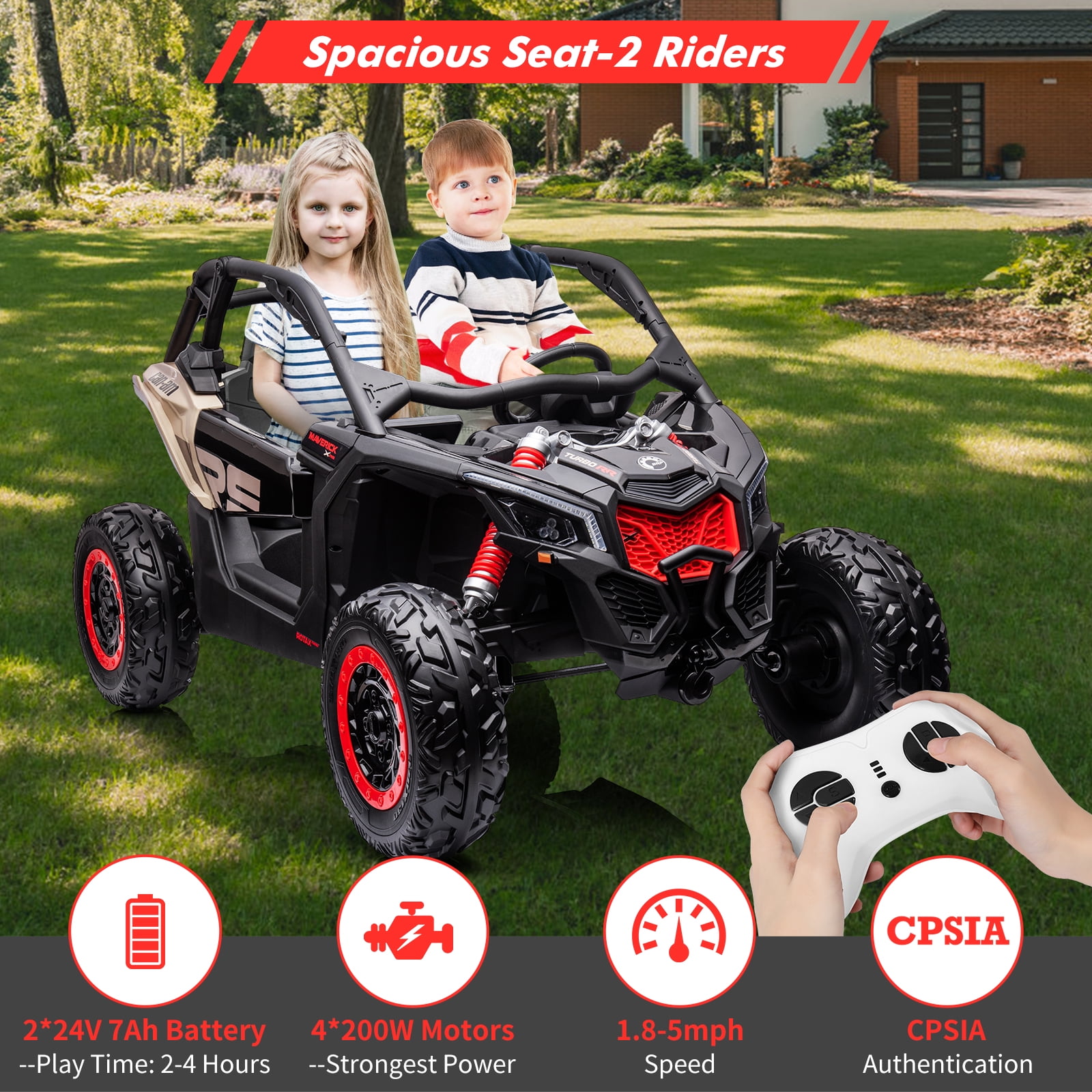 Can-Am Licensed Electric UTV Ride-On Toy Car with 24V Battery for Kids ...