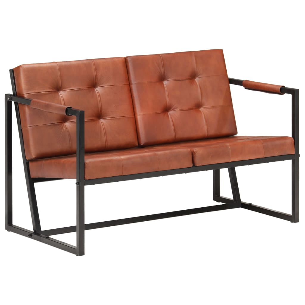 2-Seater Sofa Brown Real Goat Leather - Walmart.com