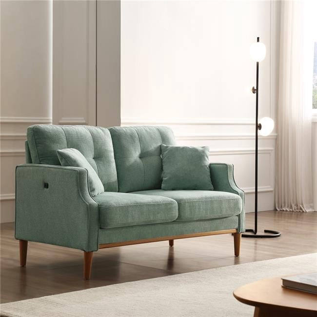 2 Seater Sofa, Waterproof Fabric Loveseat Sofa with USB Charge, Baby ...