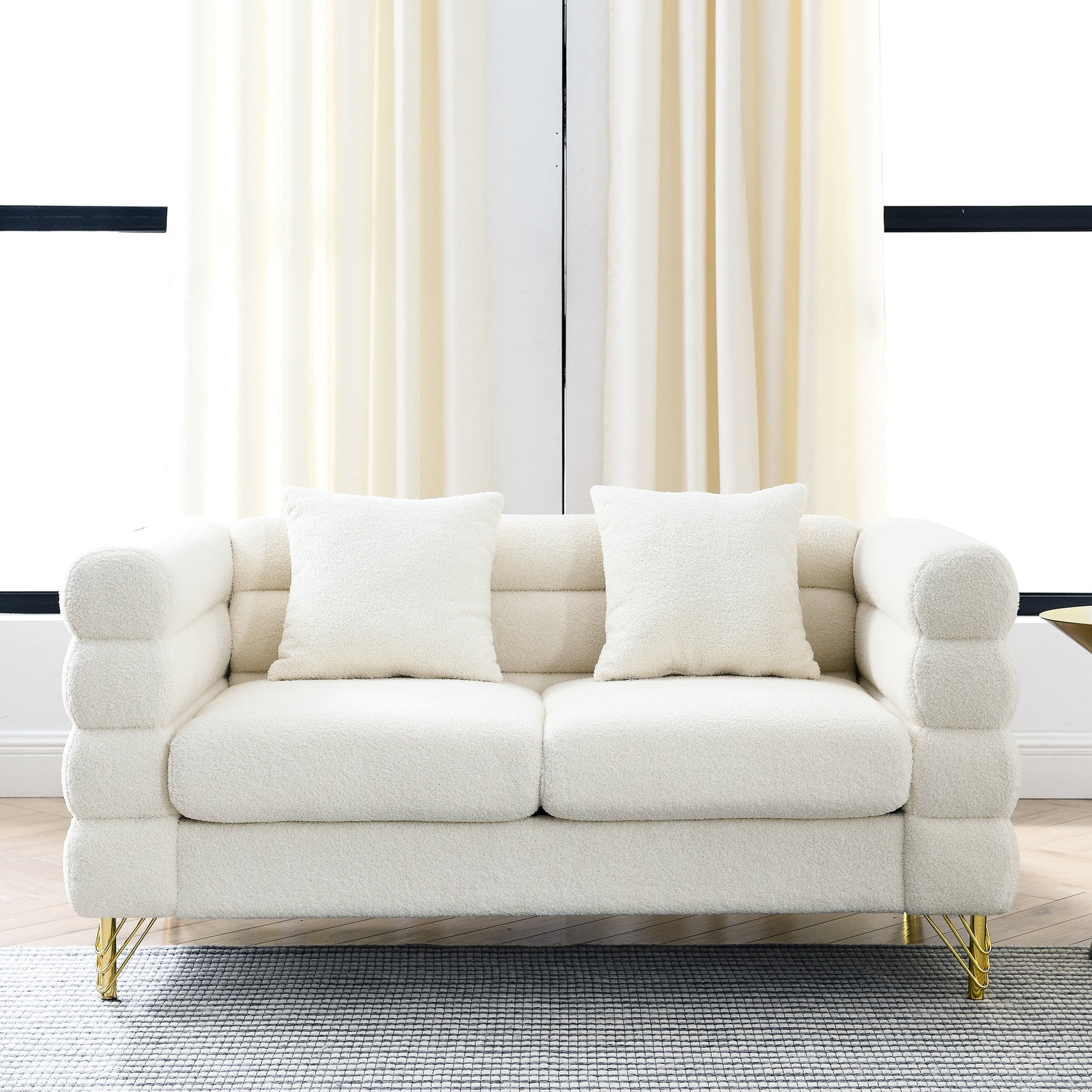 2-Seater Sofa with Gold Polished Metal Legs / Fast Delivery from US ...