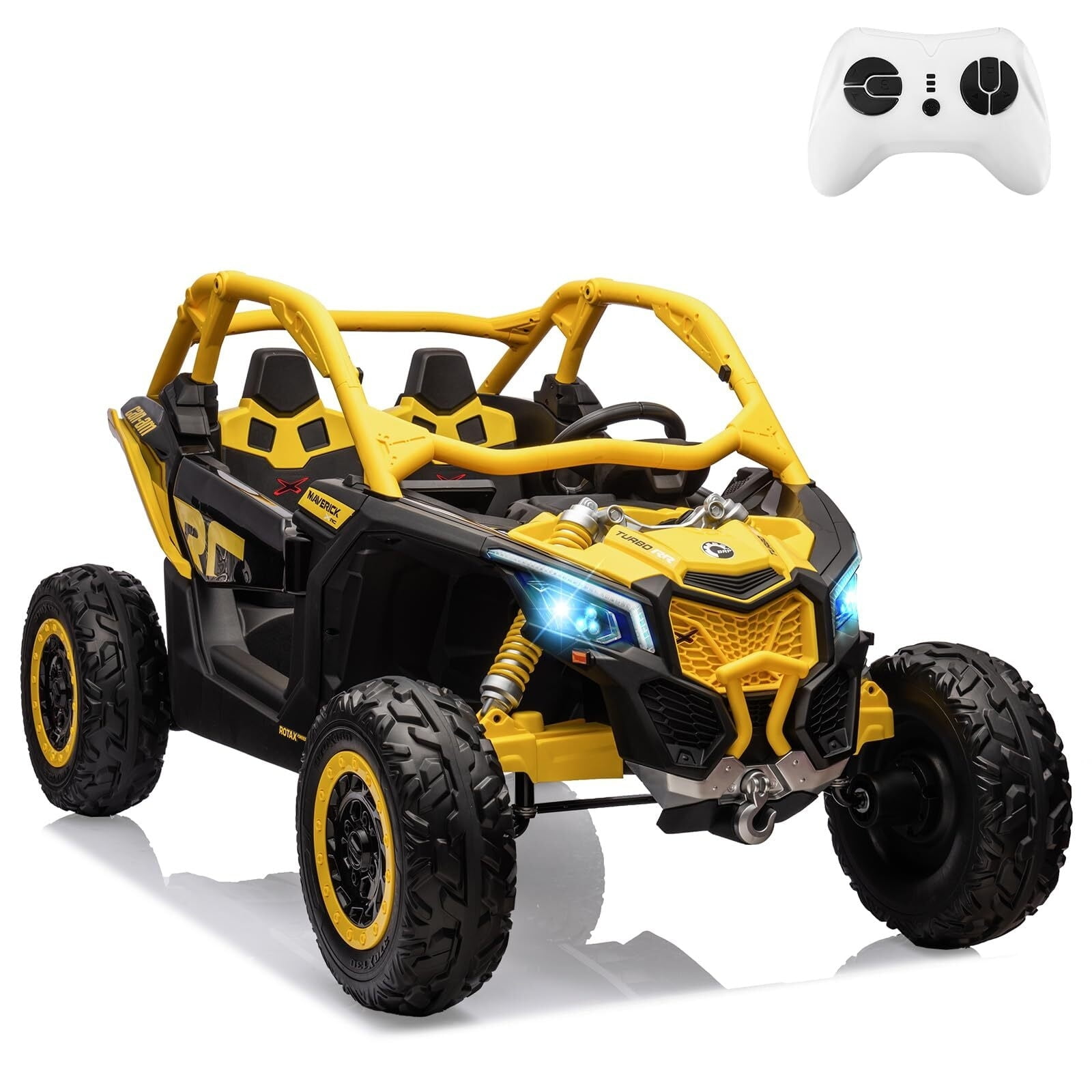 2 Seats Ride on UTV with Remote Control for Kids Yellow - Walmart.com