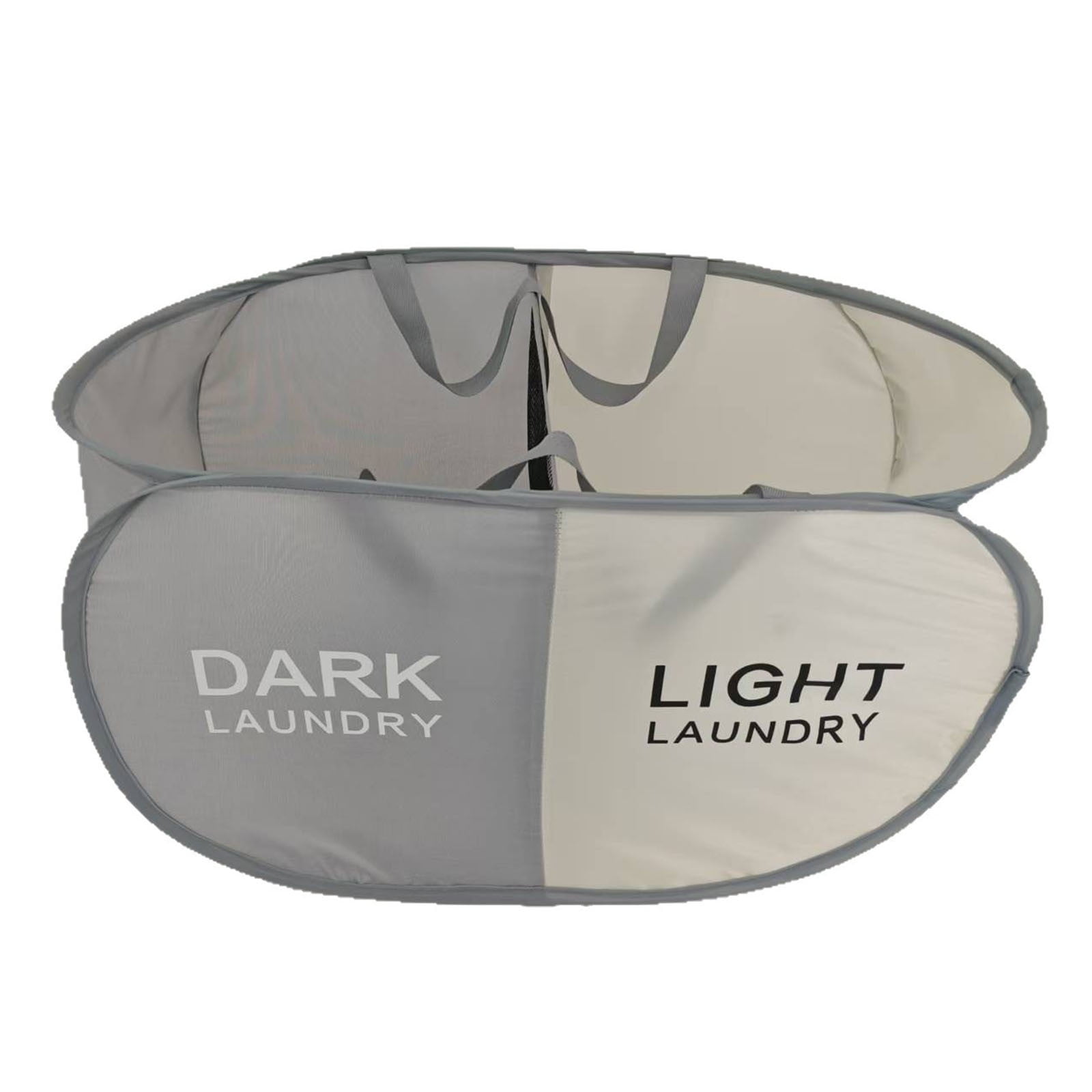 2-Section Collapsible Laundry Baskets Dual Compartment Foldable Pop Up ...