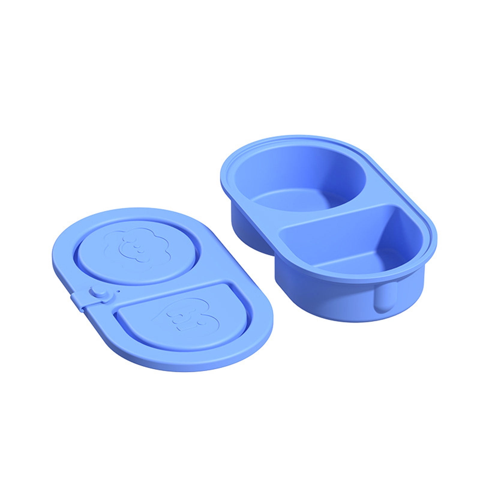 2 Section Compartment Silicone Container Easy to Carry Design Snacks ...