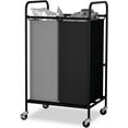 2 Section Laundry Hamper, 80L Large Rolling Laundry Sorter Cart ...