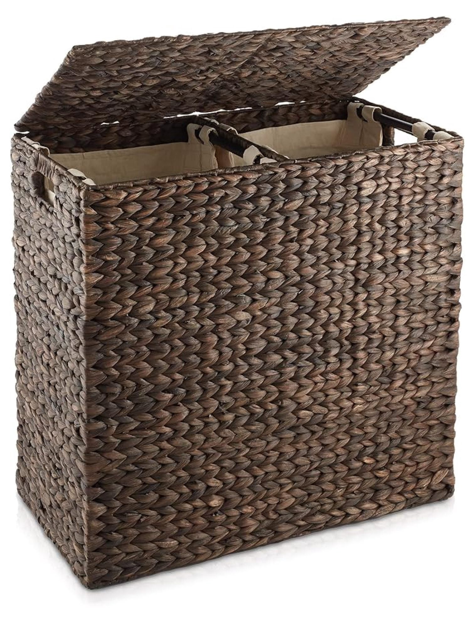 2-Section Laundry Hamper with Removable Liner Bags - Espresso Dark ...