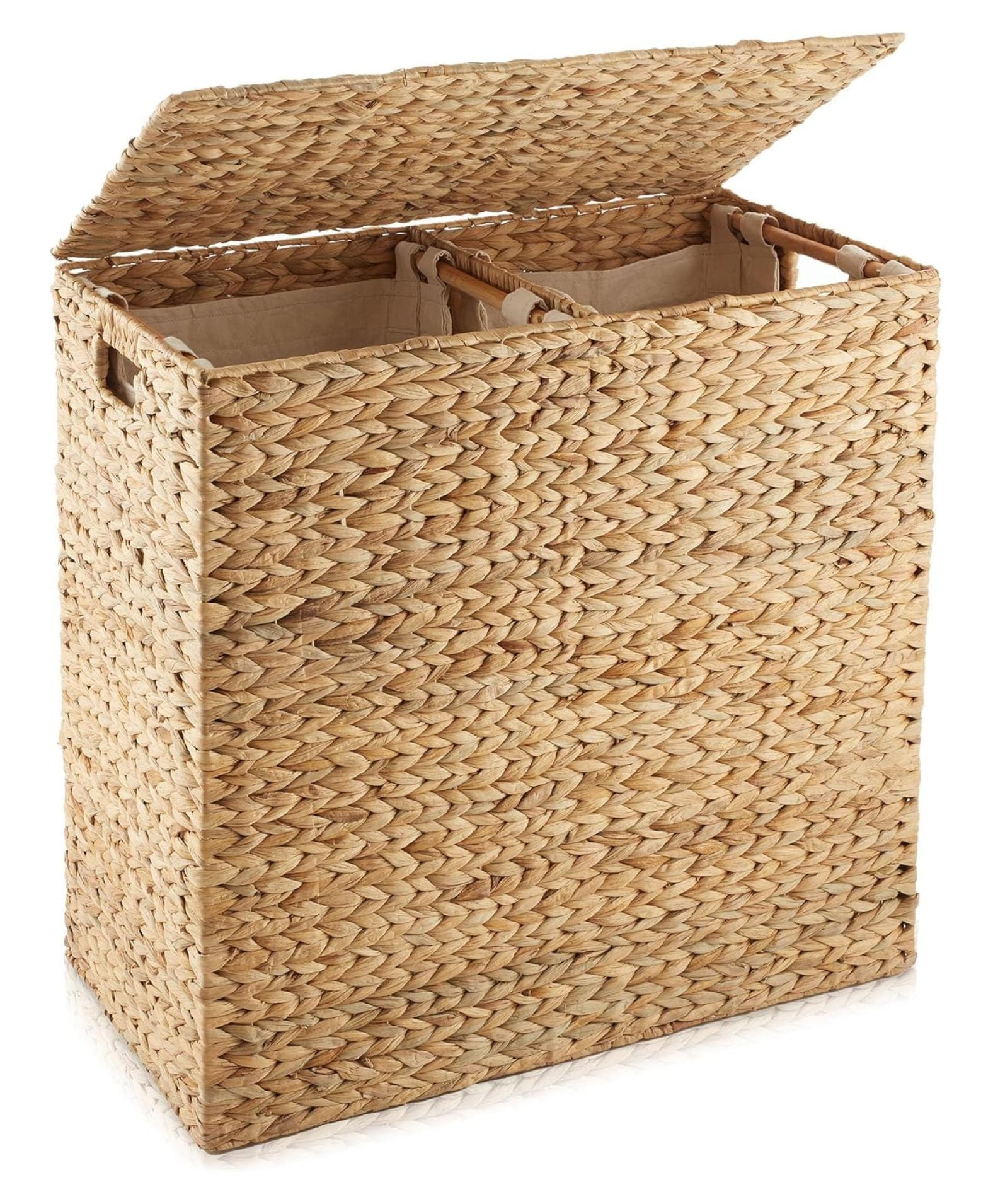 2-Section Laundry Hamper with Removable Liner Bags - Natural, Woven ...