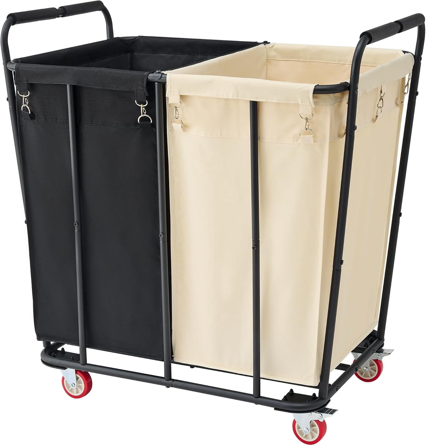 2 Section Laundry Sorter Cart, 400L Rolling Laundry Hamper with Wheels ...