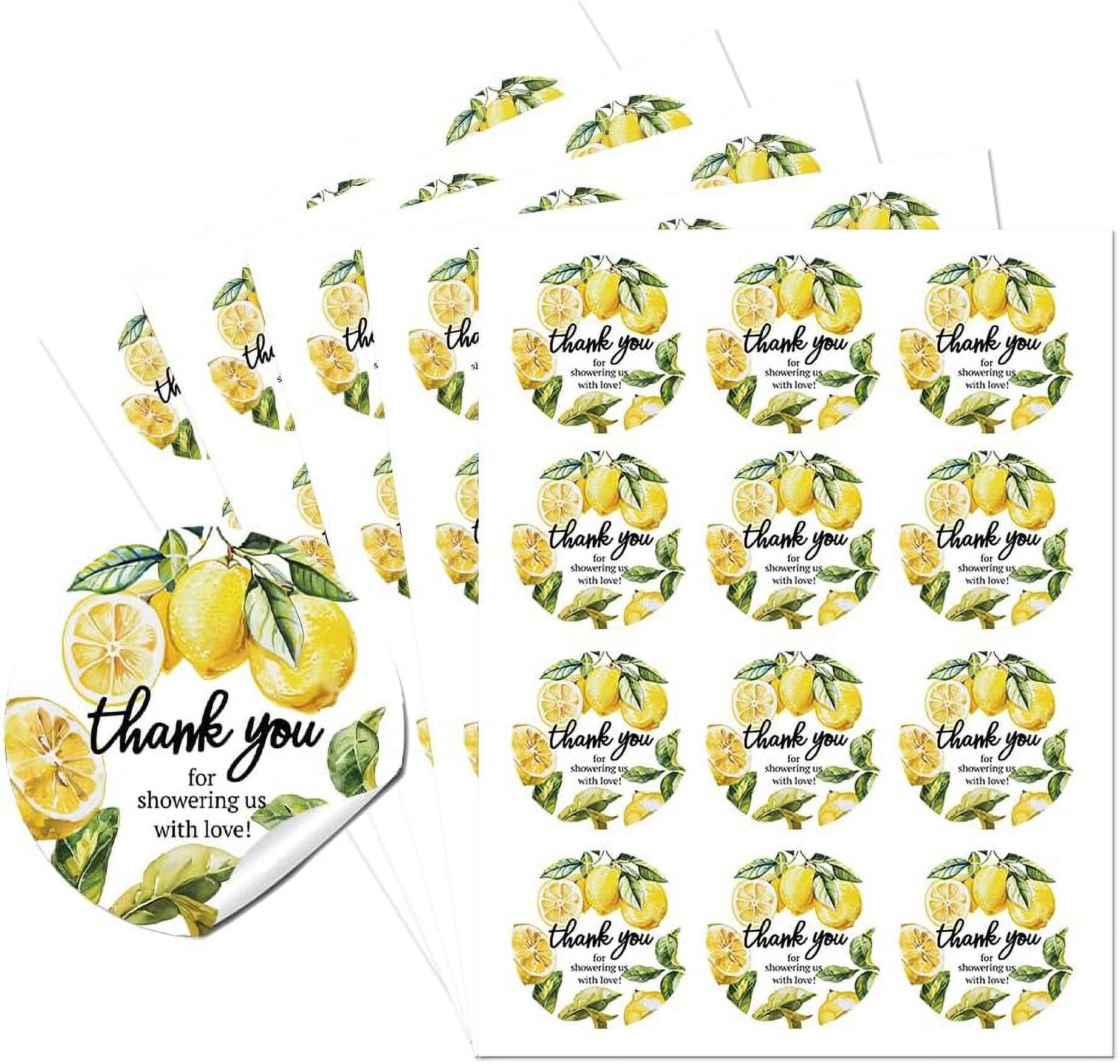 2" Self-Adhesive Lemon Thank You Sticker Labels 60Pcs Lemon Party ...