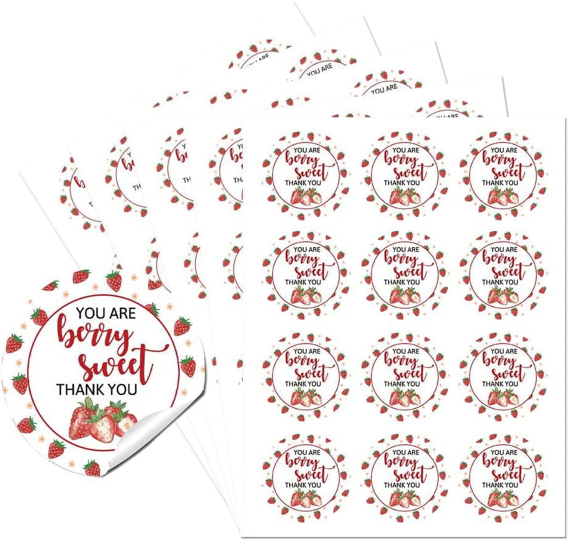 2" Self-Adhesive Strawberry Thank You Sticker Labels 60Pcs Berry Theme ...