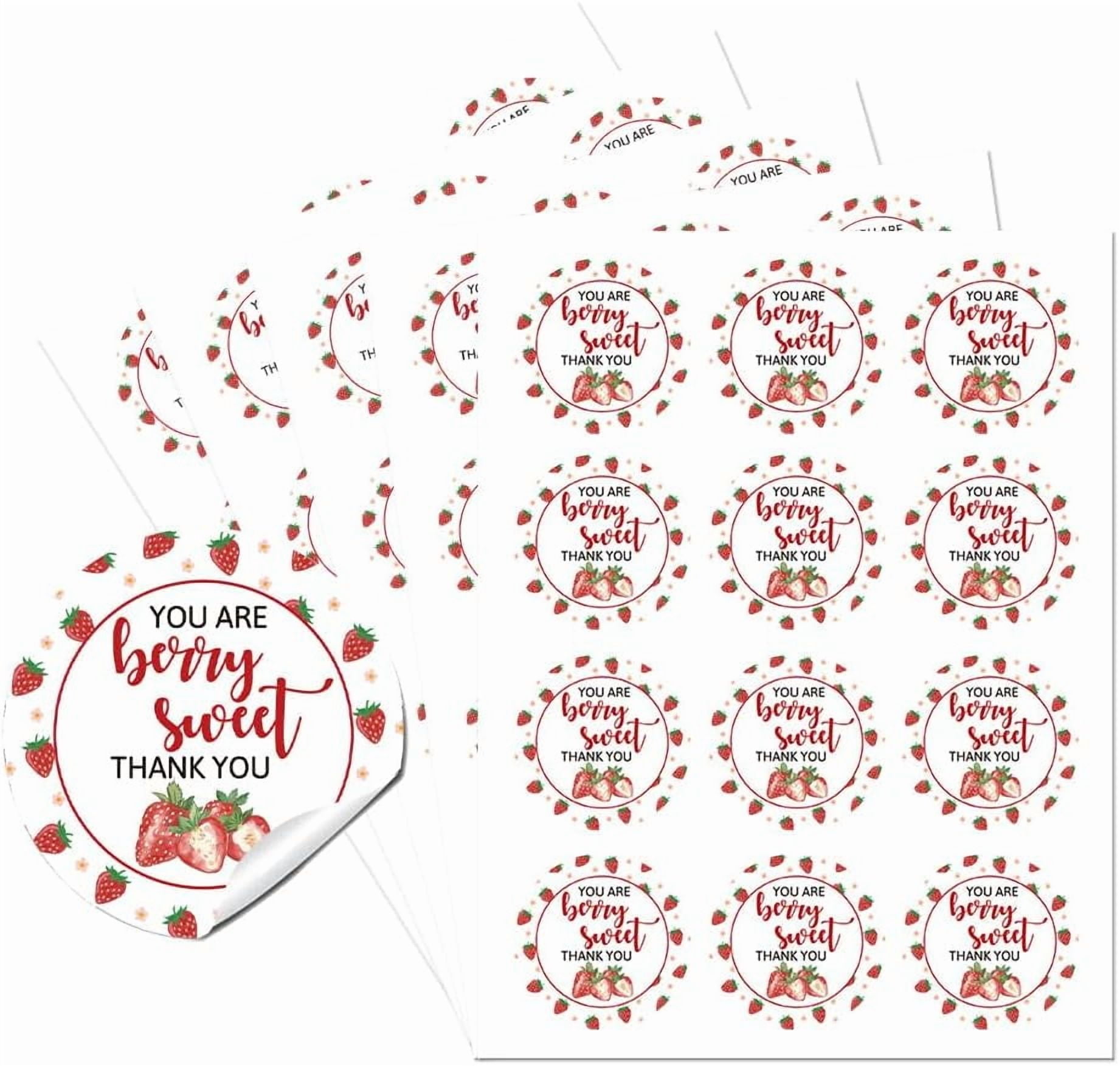 2" Self-Adhesive Strawberry Thank You Sticker Labels 60Pcs Berry Theme ...