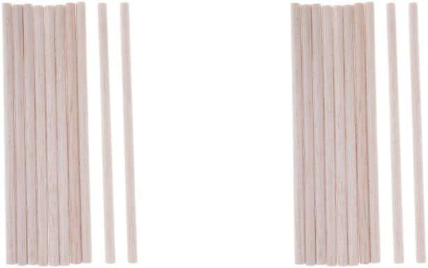 2 Set 10 Pieces Round Wood Stick Unfinished Woodcraft Stick Dowel Rod ...