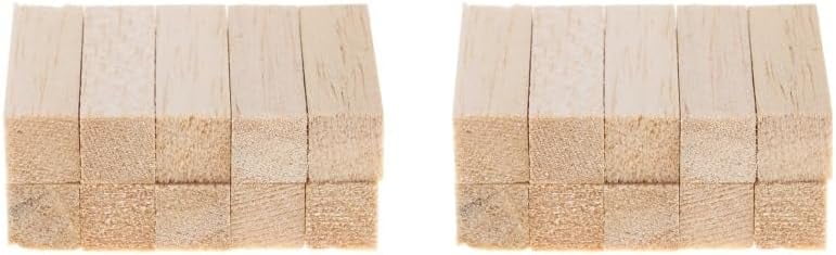 2 Set 10 Pieces Square Wood Stick Block Unfinished Woodcraft Dowel Rod ...