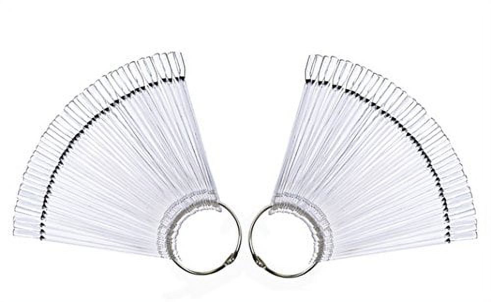 2 Set/100 Tips Fan-shaped Nail Art Display Sticks Nail Polish Color ...