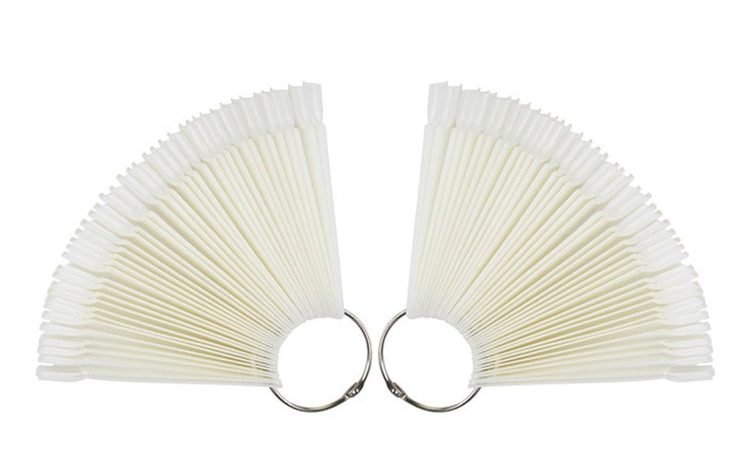2 Set/100 Tips Fan-shaped Nail Art Display Sticks Nail Polish Color ...