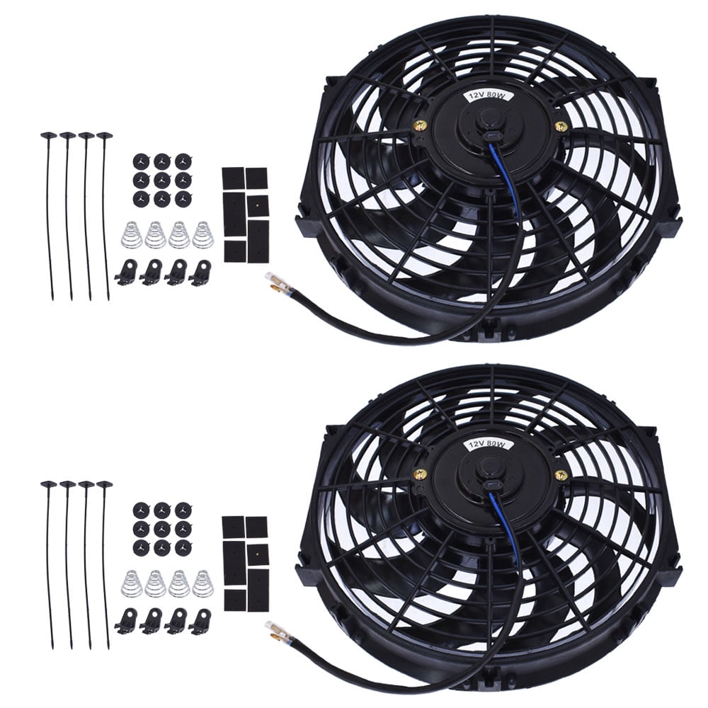 2-Set 12" inch Universal Electric Condenser Radiator Slim Cooling Fan ...