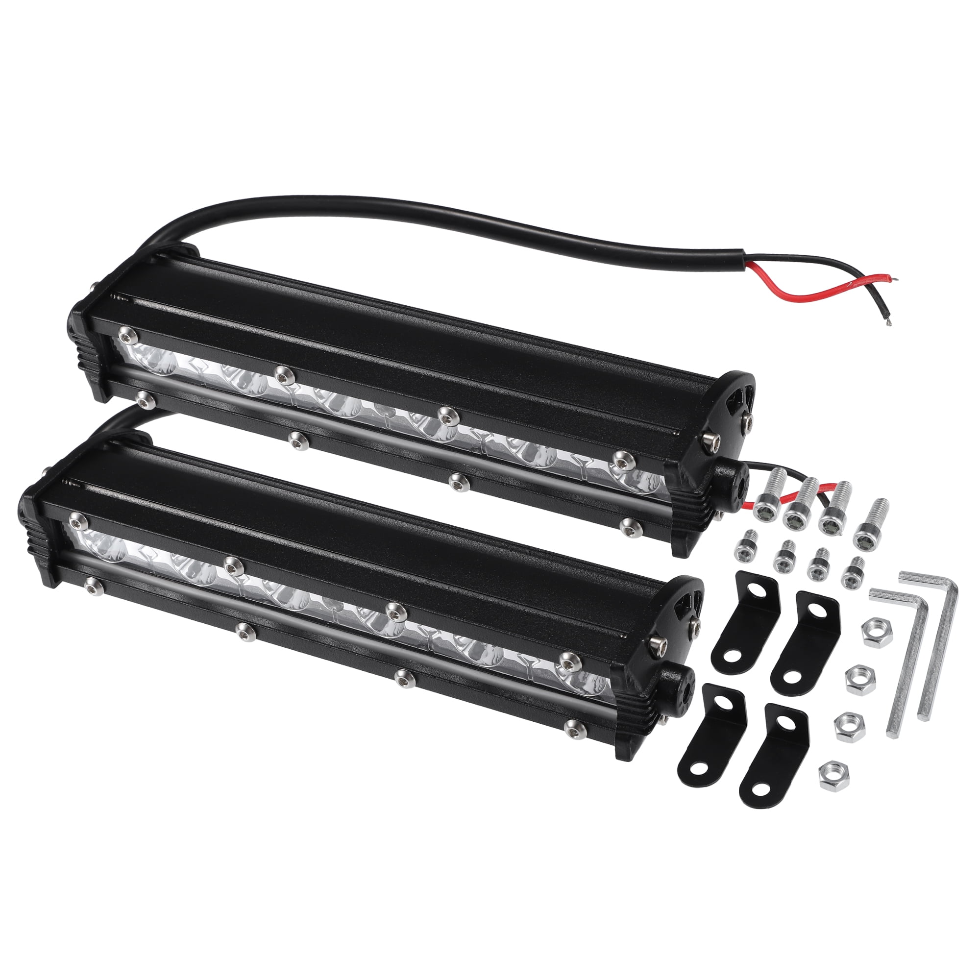2 Set 18W 7 Inch Single Row Flood Light LED Light Bar Fog Light for ...