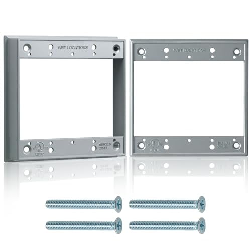 2 Set 2 Gang Weatherproof Extension Ring Gray Double Gang Electrical ...