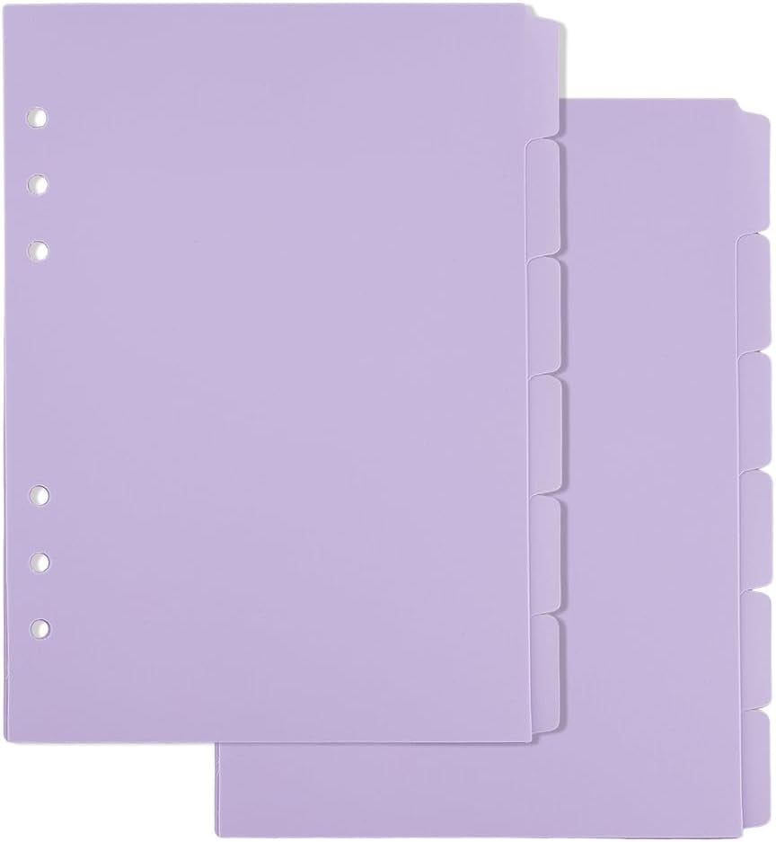 2 Set 2 Sets 12 Sheets A5 Index Binder Dividers Purple Plastic Binder ...