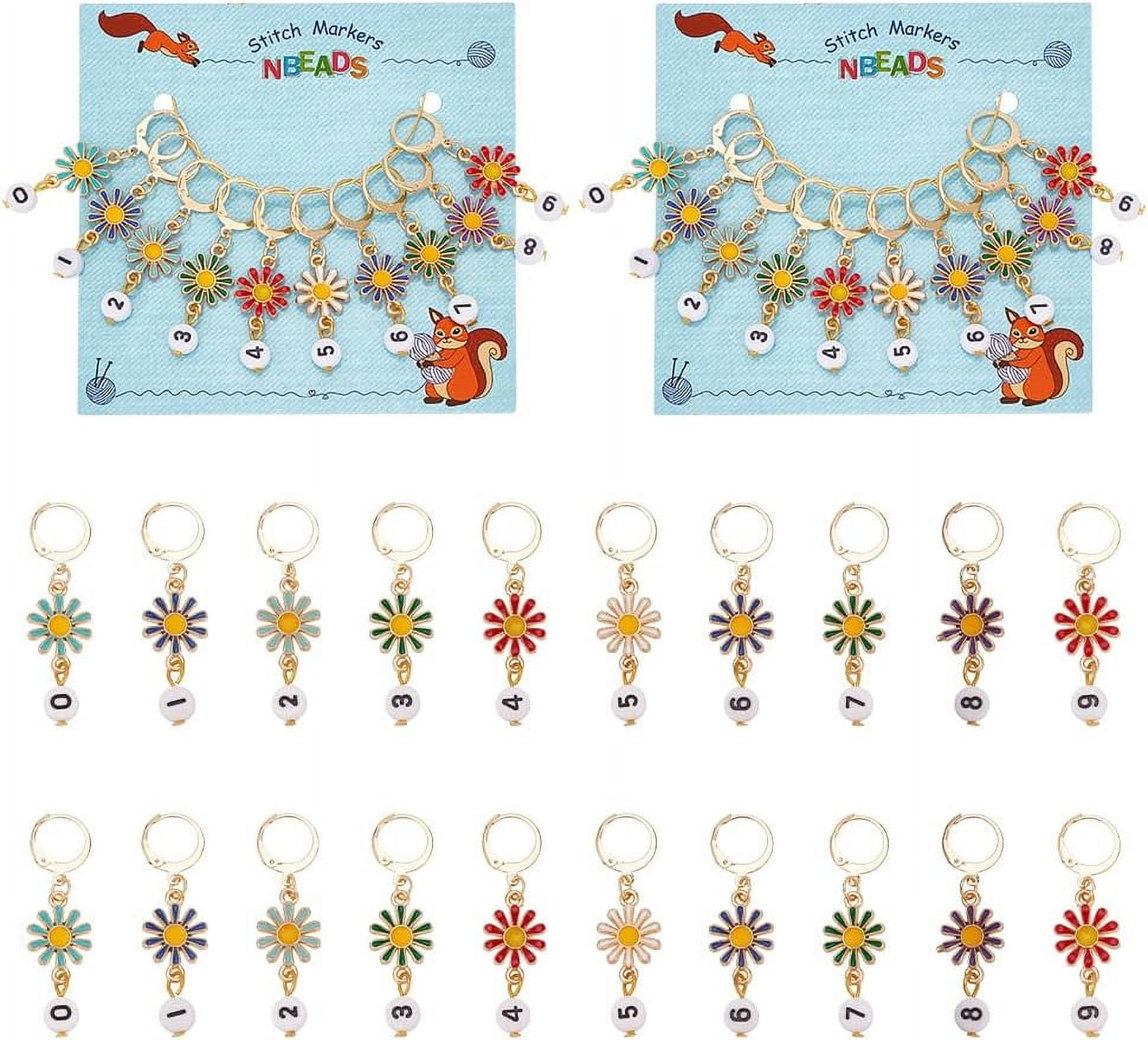 2 Set 20 Pcs Daisy Stitch Markers Number Beads Alloy Crochet Stitch ...