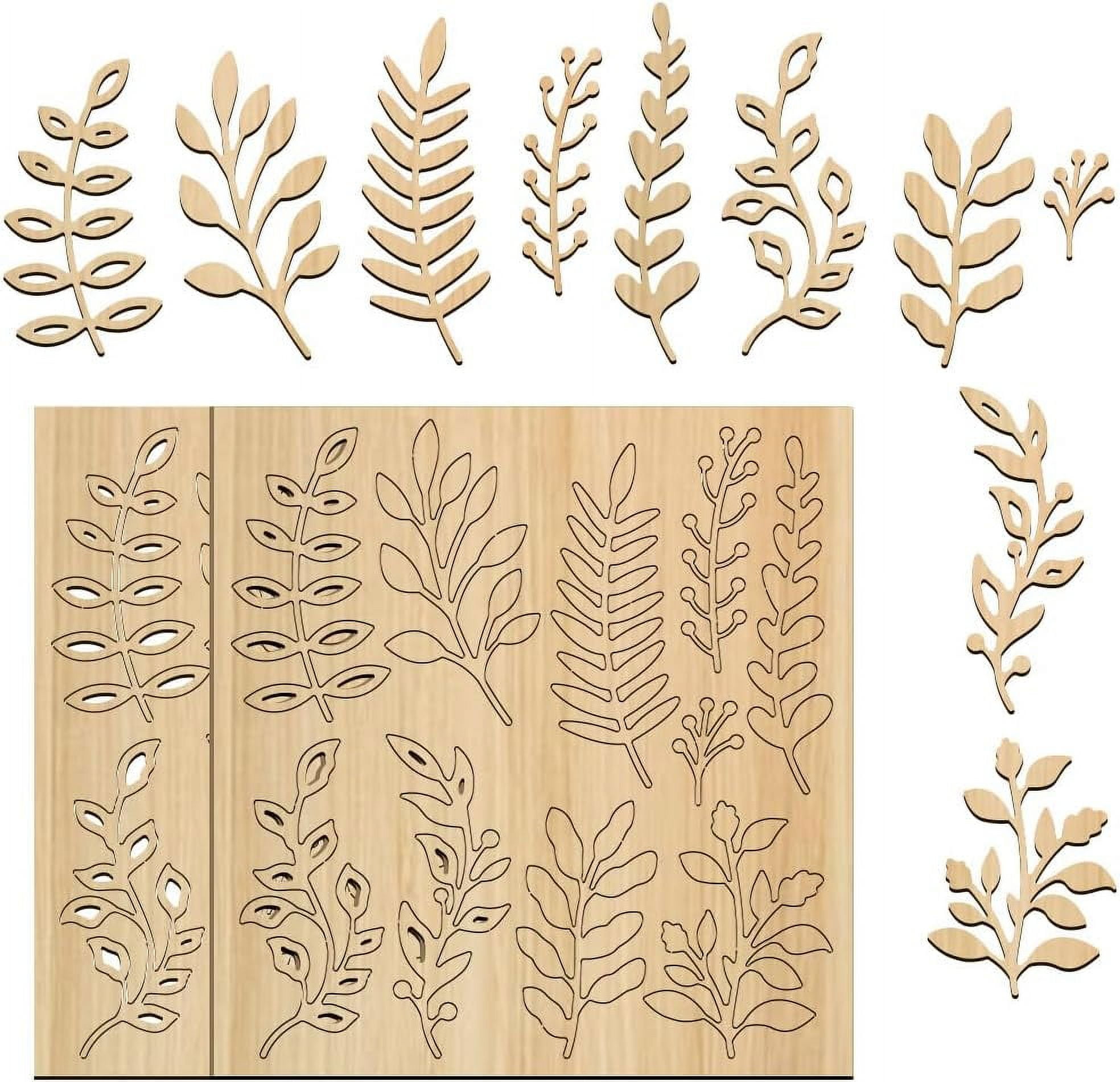 2 Set 20pcs Leaves Laser Cut Chipboard Embellishments 5.7x6 Inch Wooden ...