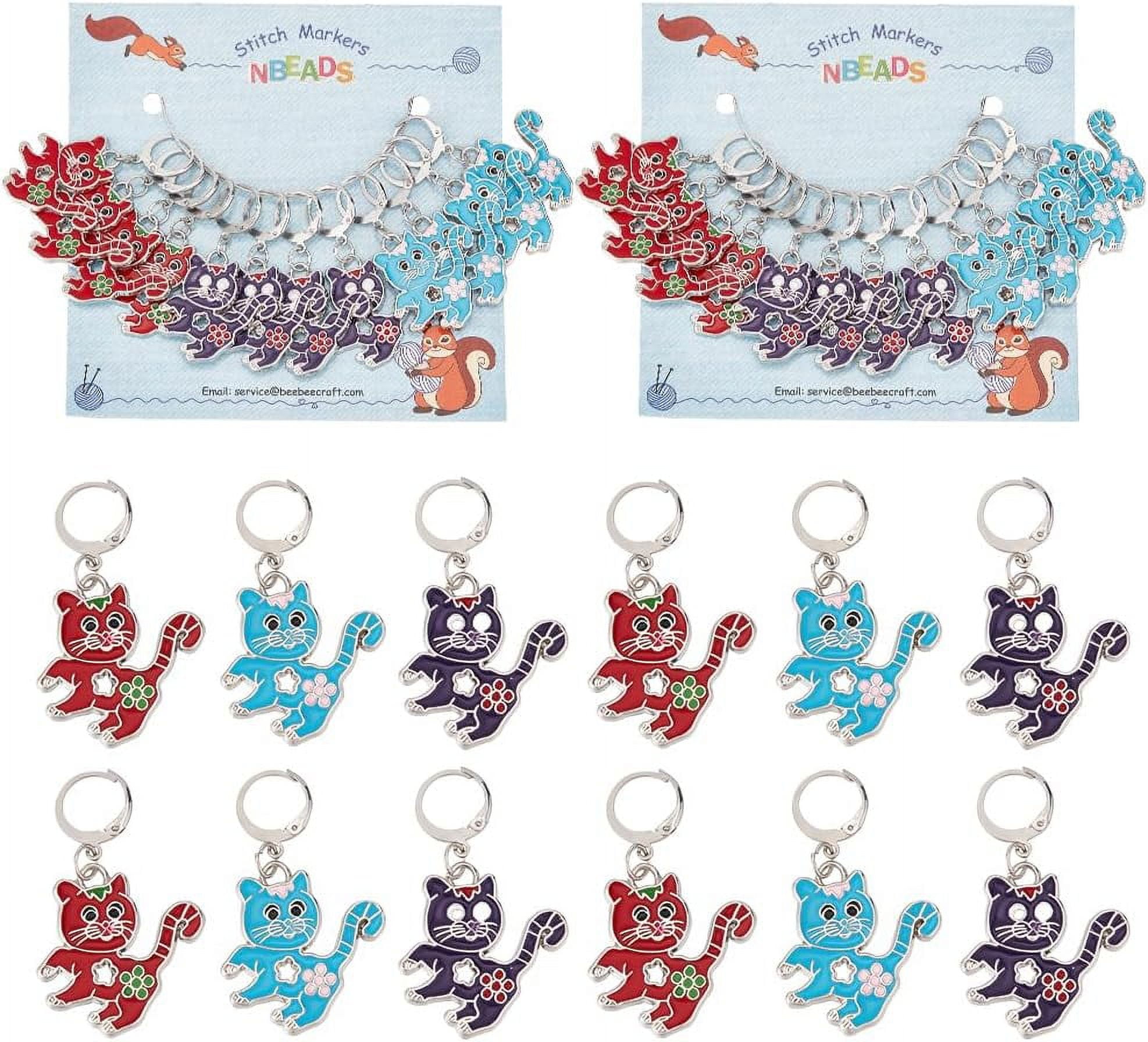 2 Set 24 Pcs Cat Stitch Markers 3 Colors Alloy Enamel Crochet Stitch ...