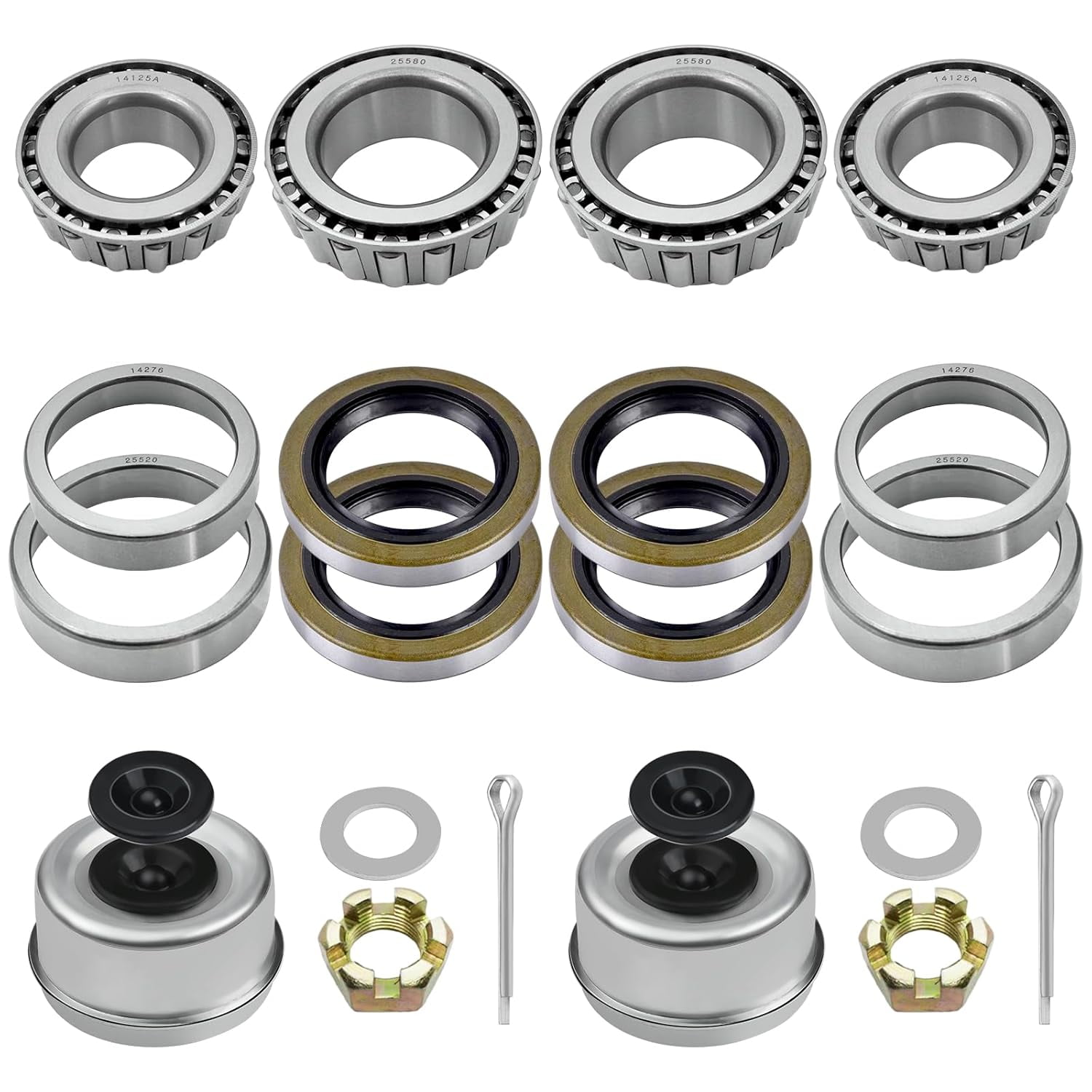 2 Set 25580 14125A Trailer Axle Bearings Kit with 10-36 22333TB Grease ...